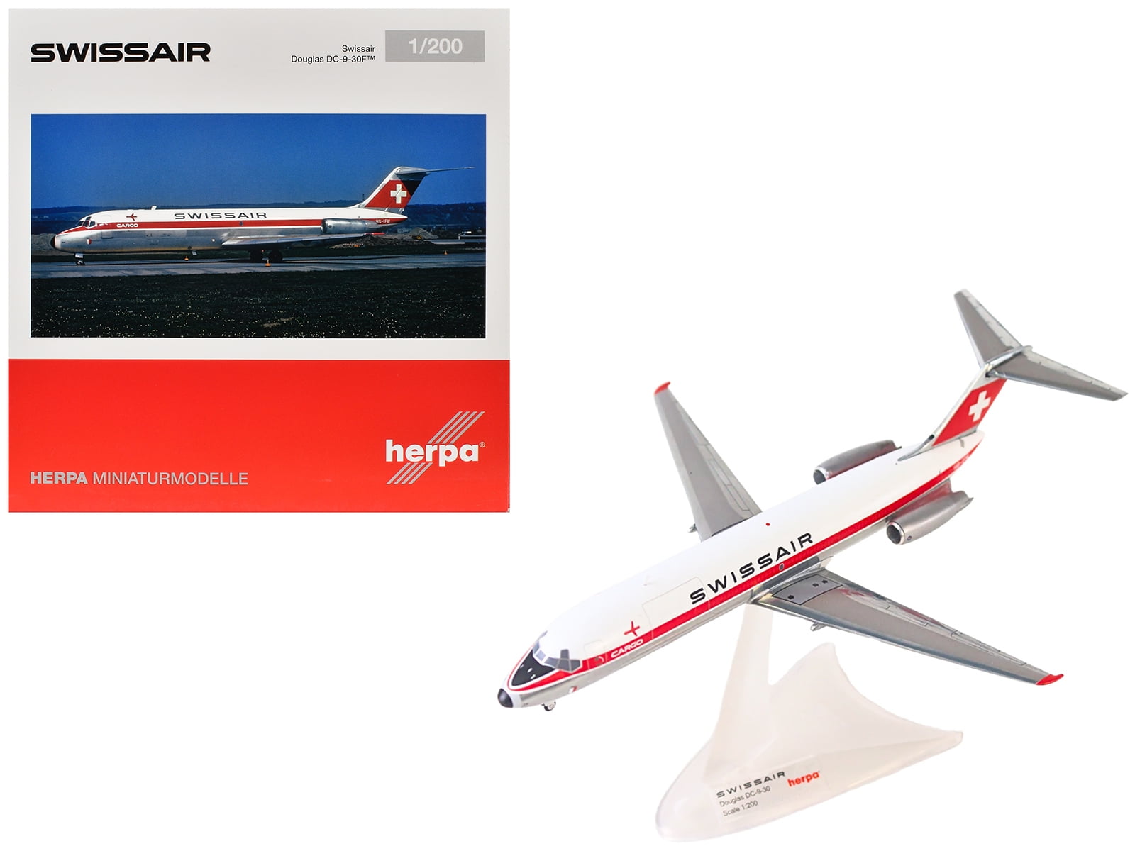Douglas DC-9-30F Commercial Aircraft "Swissair" (HB-IFW) White with Red ...
