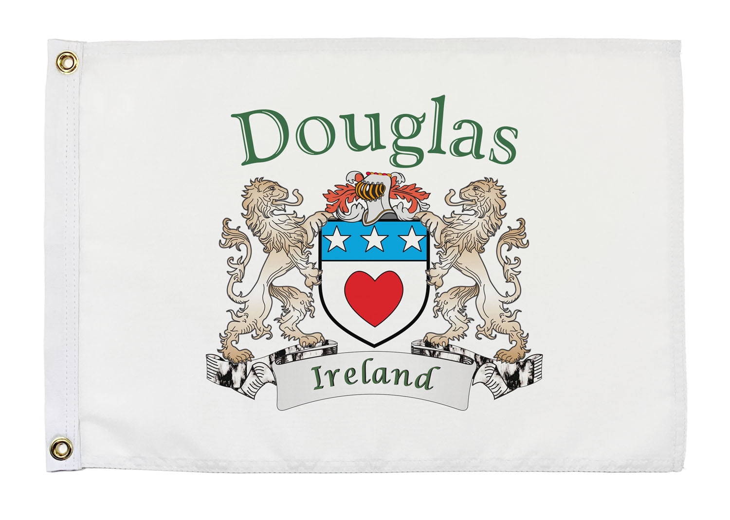 Douglas Irish Coat of Arms Small White Flag - 16"x10.5" inches ...
