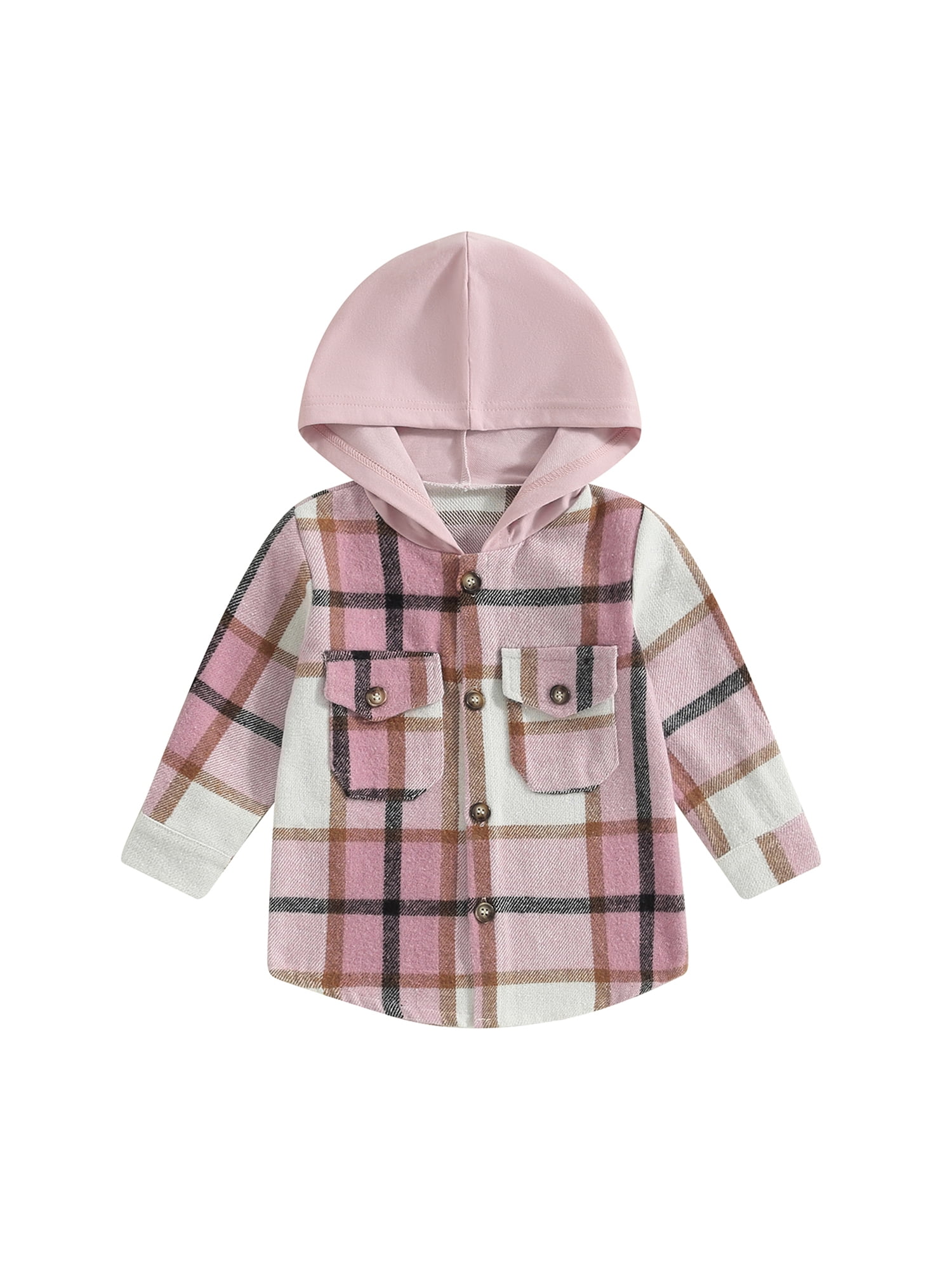 Douhoow 1-6Y Kid Girls Plaid Shirt Jacket Long Sleeve Hooded Coat ...