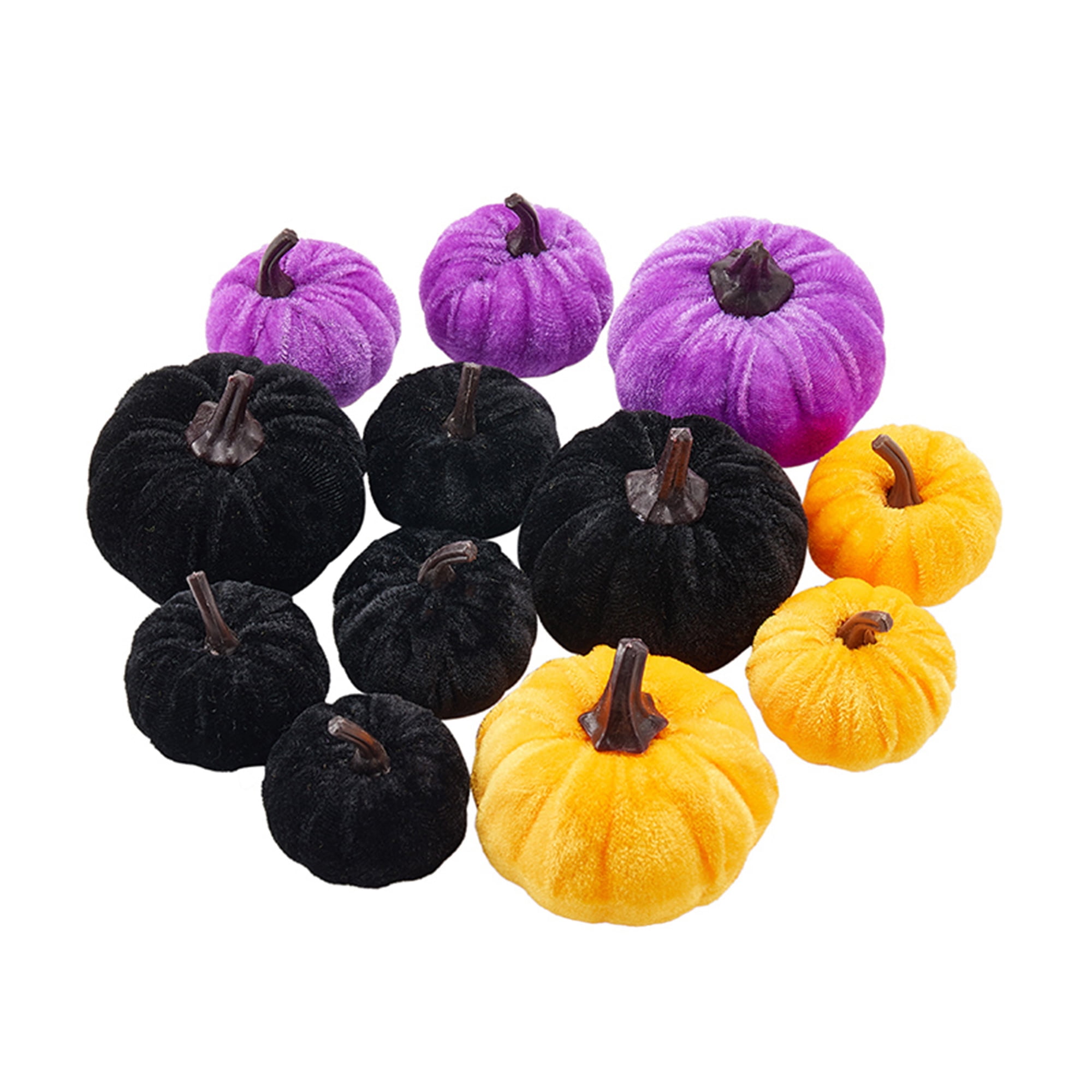 Douhoow 12pcs Mini Halloween Pumpkin Decoration, Artificial Fake Velvet ...