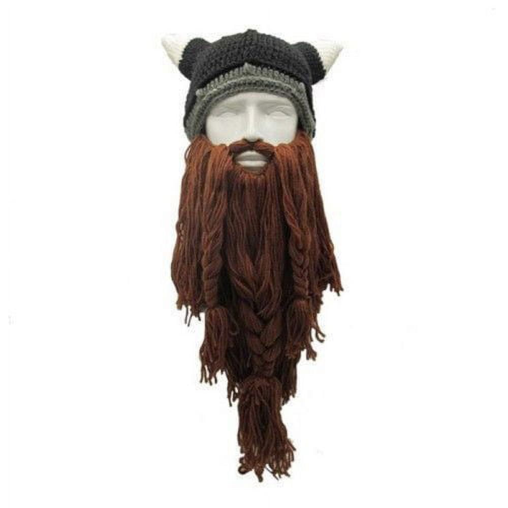 Douhoow Adult Cosplay Knitted Viking Beard Horn Hat Barbarian Vagabond ...
