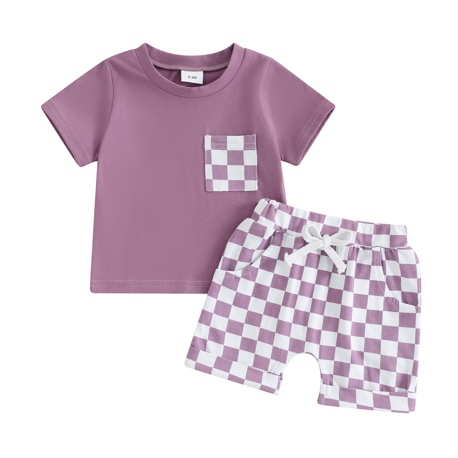 Douhoow Baby Boy Girl Summer Checkered Outfits Short Sleeve T-Shirts ...