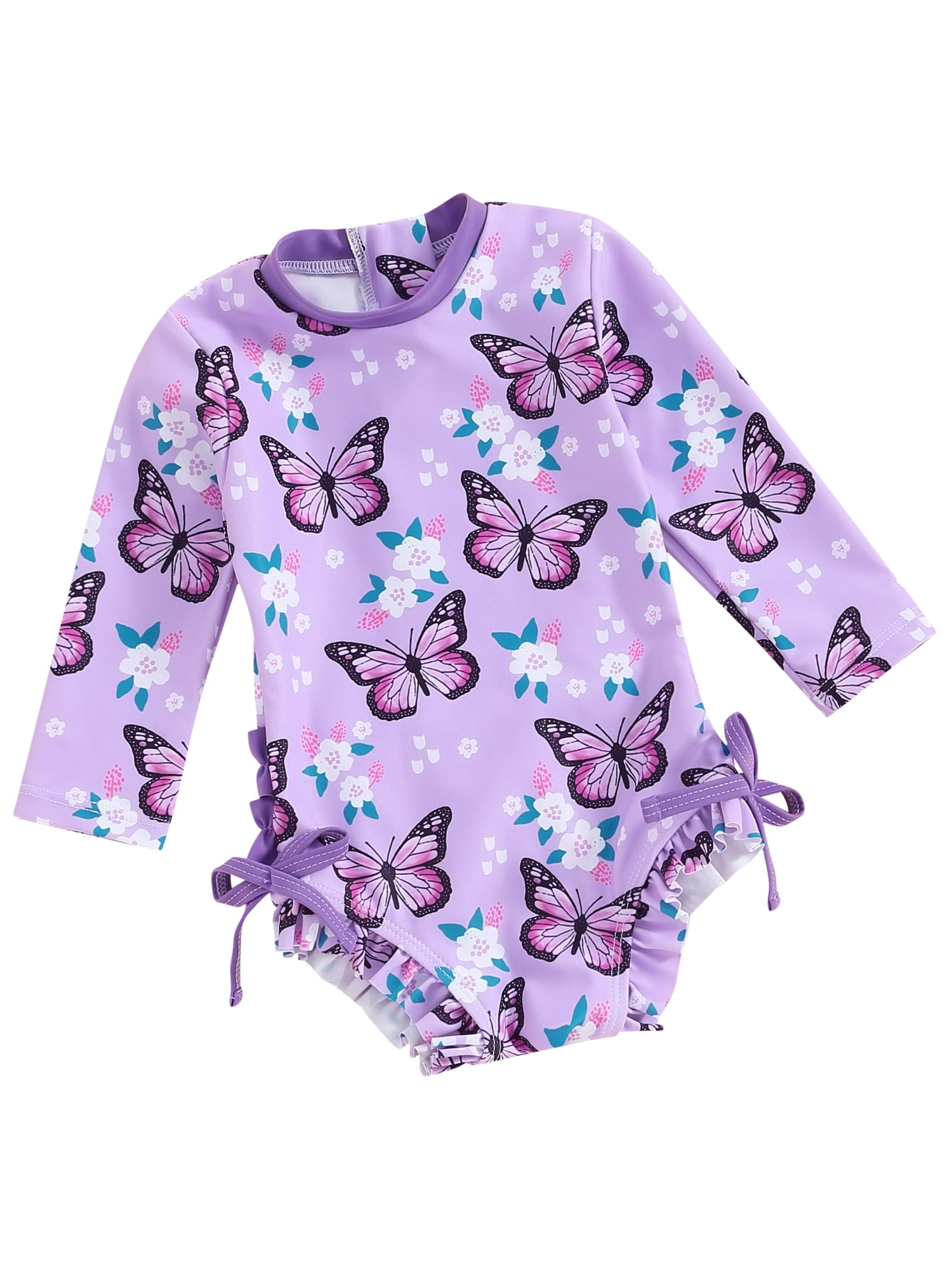 Douhoow Baby Girl Flower Butterfly Swimsuit 6 12 18 24 Months 2T 3T Toddler Girls Rash Guard ...