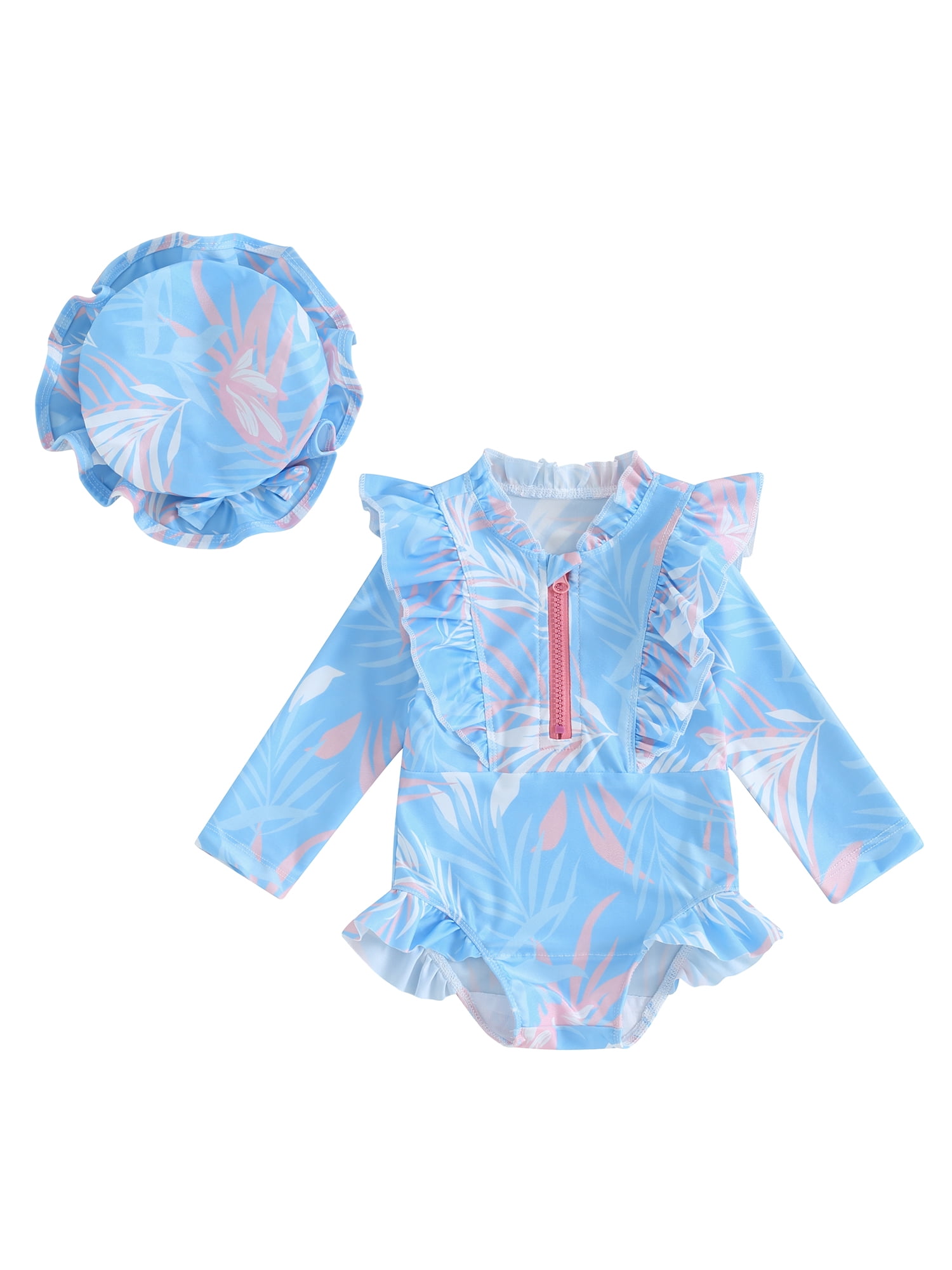 Douhoow Baby Girl Rash Guard Toddler Swimwear Round Neck Long Sleeve ...