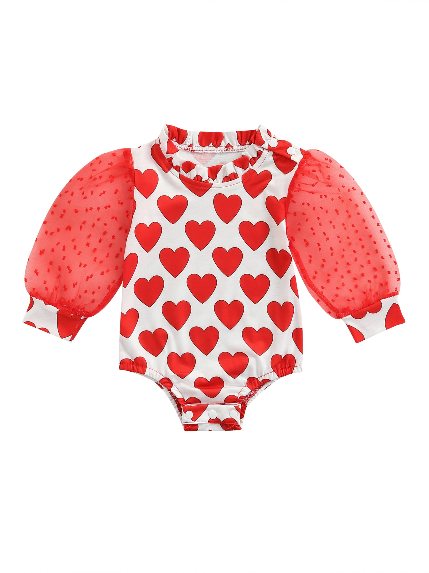 Douhoow Baby Girl's Jumpsuit See-through Bubble Long Sleeve Heart Shaped Romper - Walmart.com