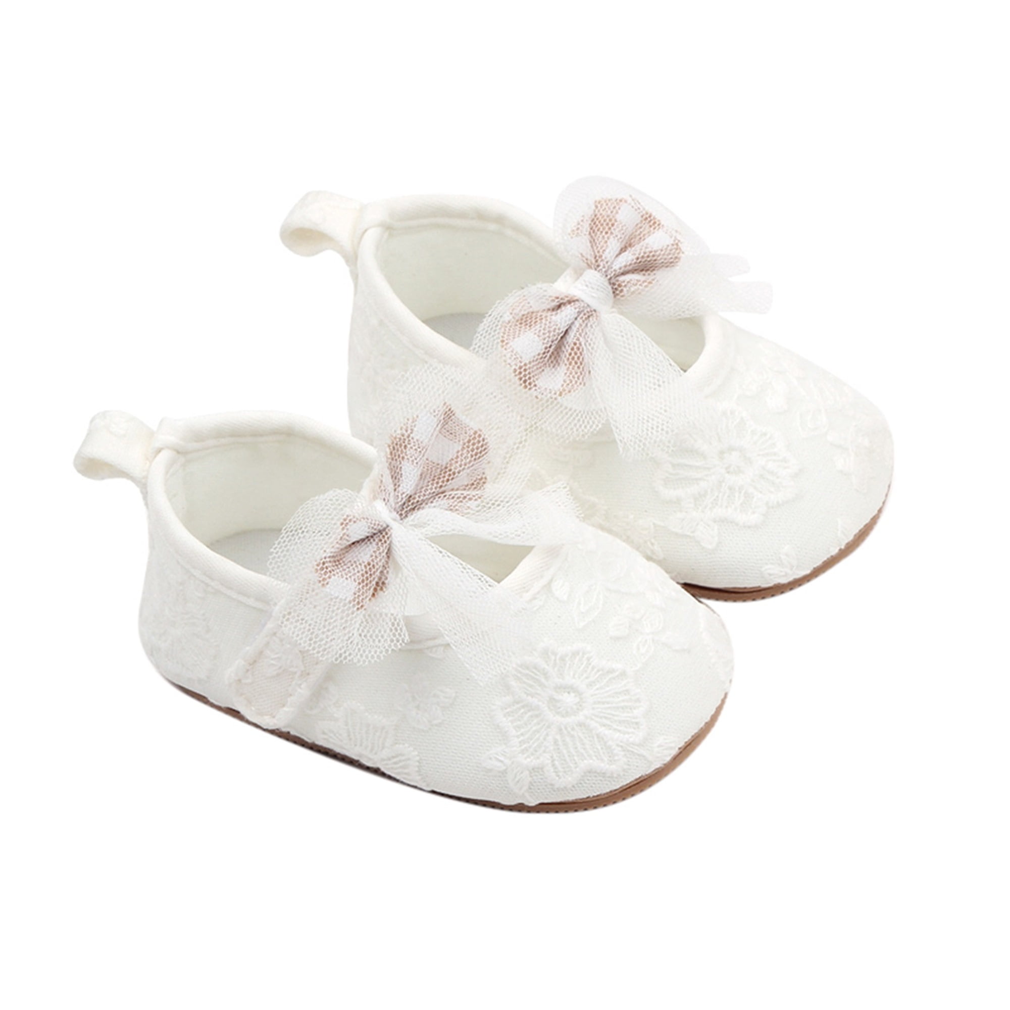 Douhoow Baby Girls Princess Shoes Soft Bow Lace Flower Crib Shoes ...