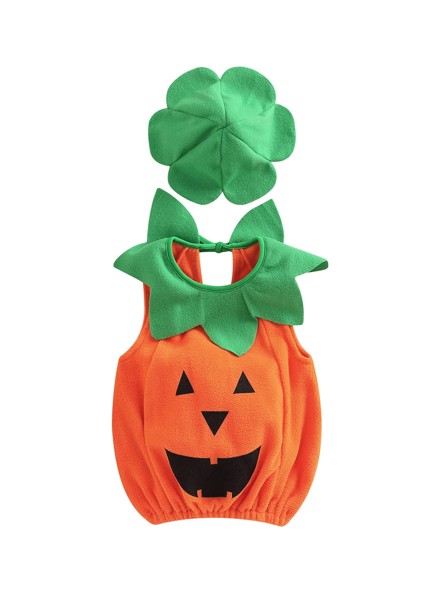 Douhoow Baby Halloween Pumpkin Romper Sleeveless Ghost Face Triangle Bottom Jumpsuit With Hat ...