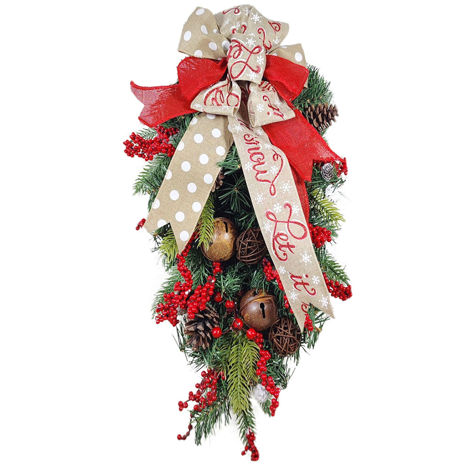 Douhoow Christmas Swag Garland with Light,Cordless Pine Cone Swag ...
