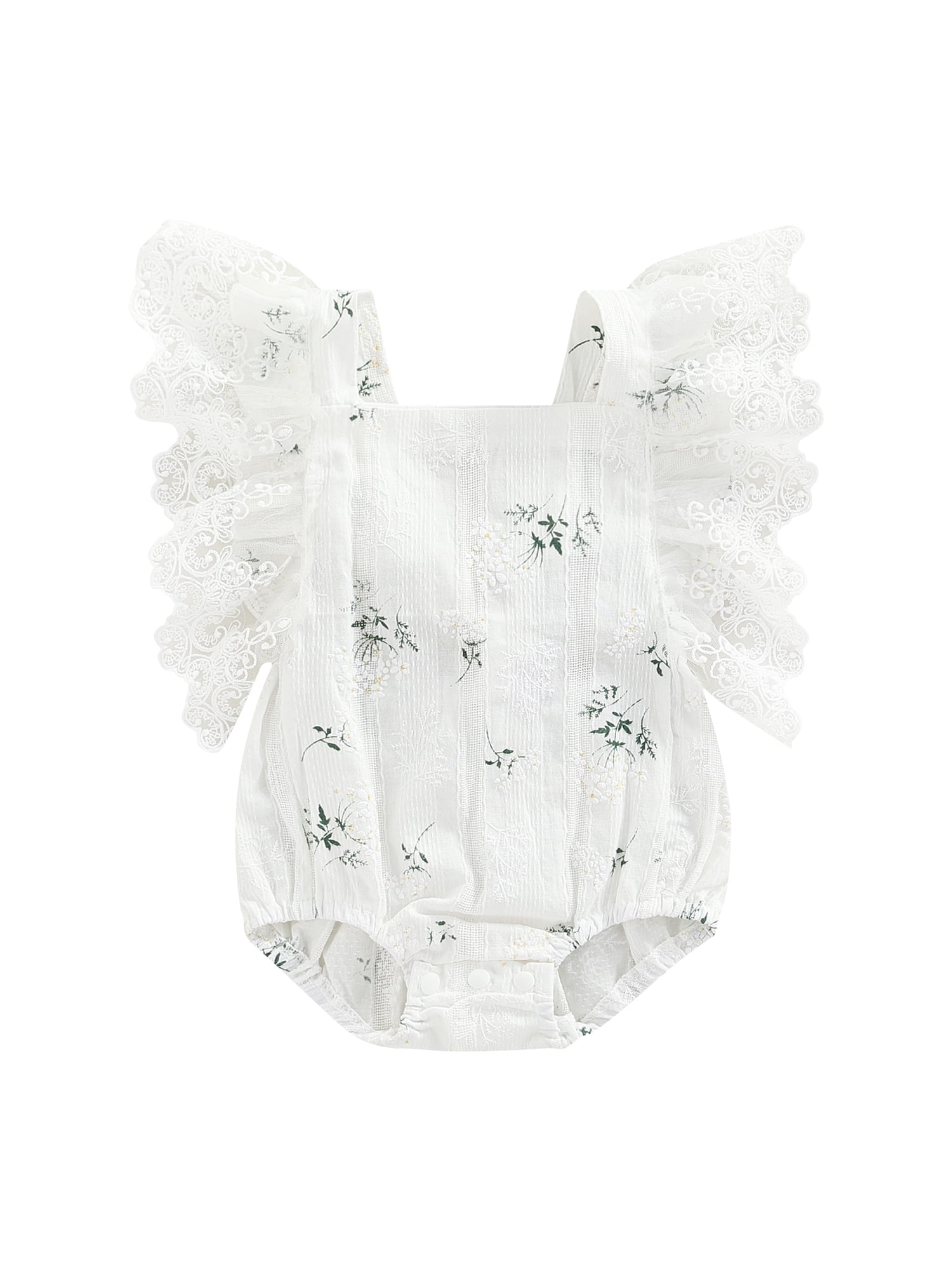 Douhoow Summer Baby Girls Floral Bodysuit Infant Lace Flying Sleeve One ...