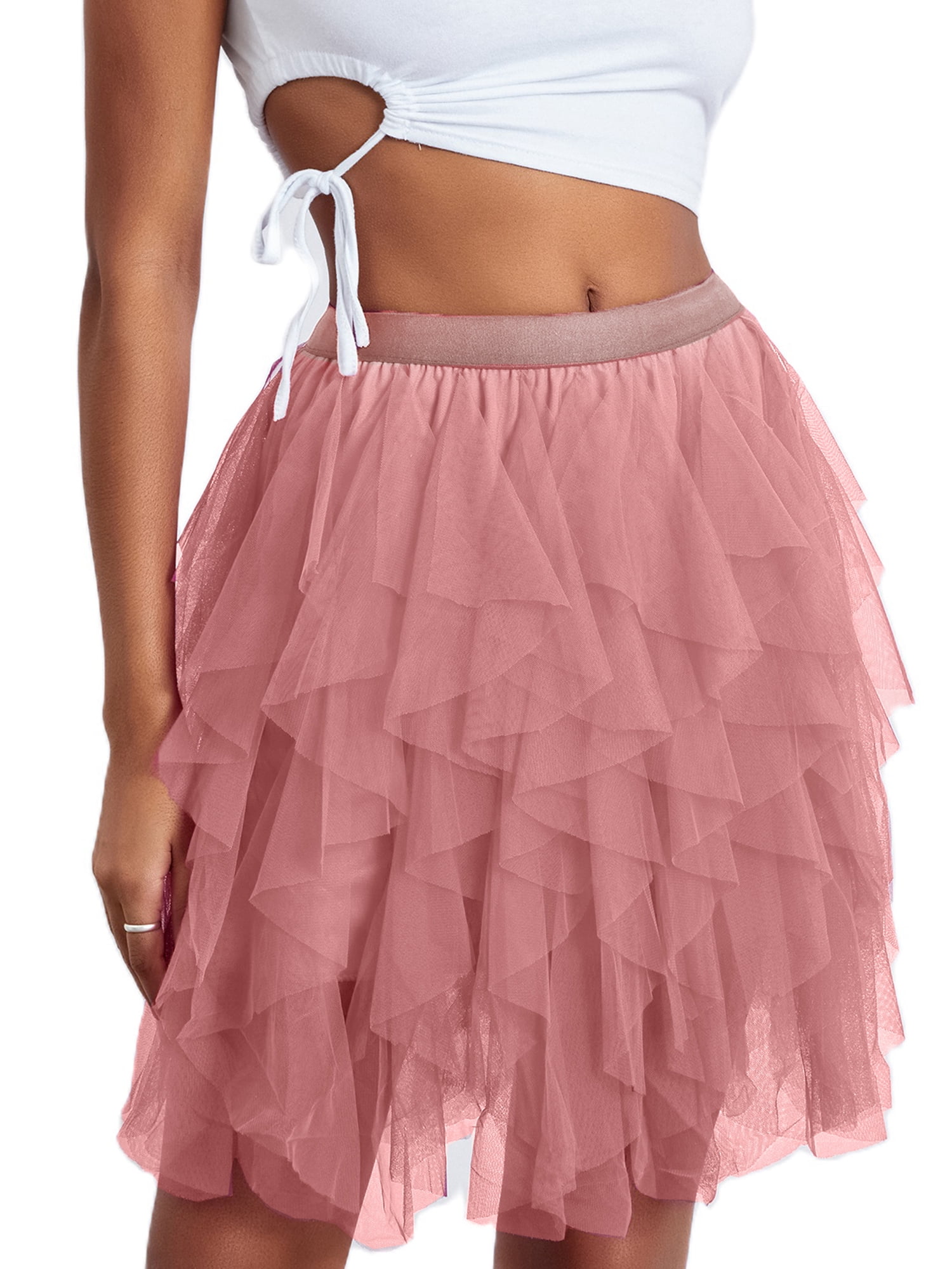 Douhoow Tulle Skirts for Women Multi-Layered Sheer Mesh Short Skirt ...