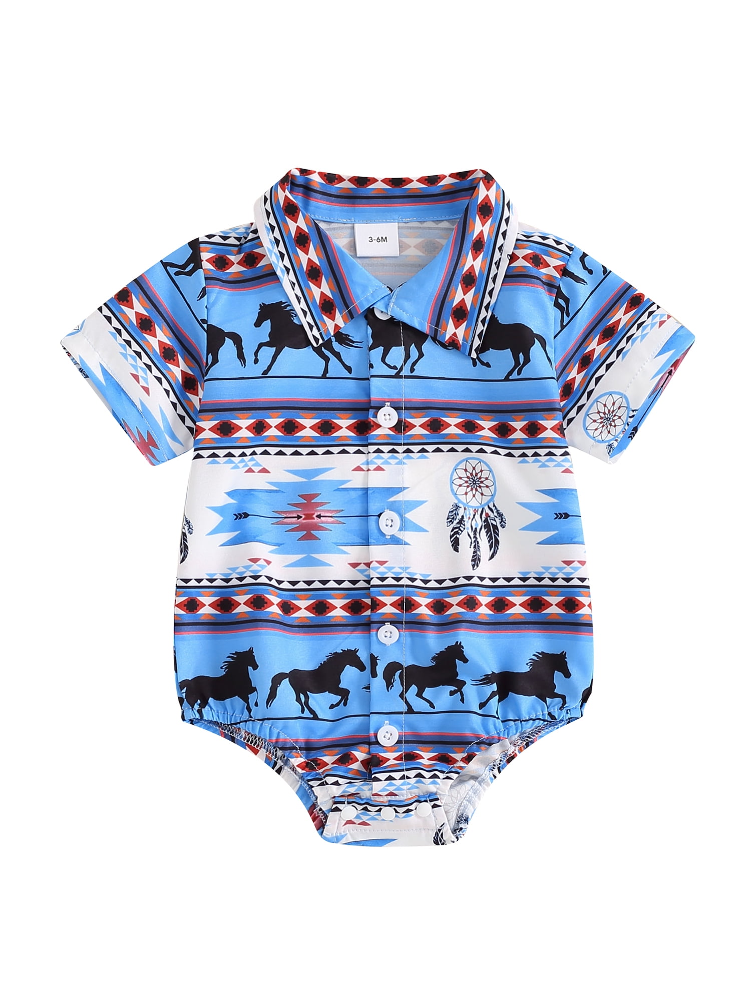 Douhoow Western Baby Boy Jumpsuits Summer Farm Cowboy Romper Shirt Infant Gentleman Short Sleeve ...