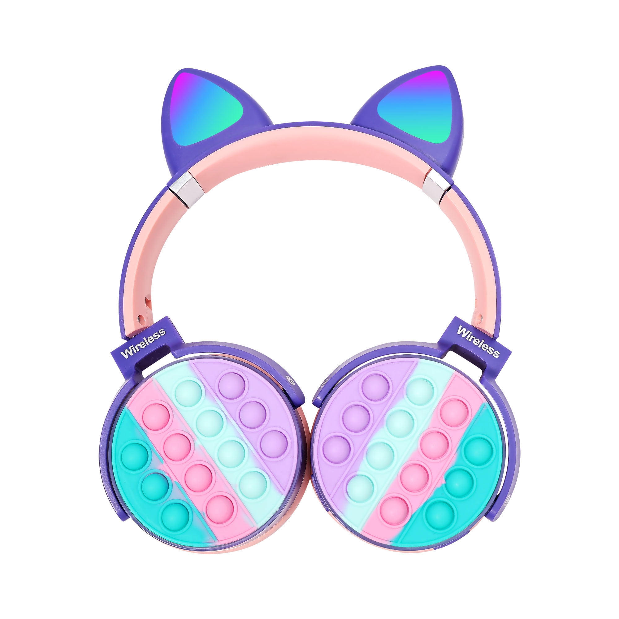 Douhoow Wireless 5.0 Bluetooth Headphone LED Light Push Bubbles Over ...