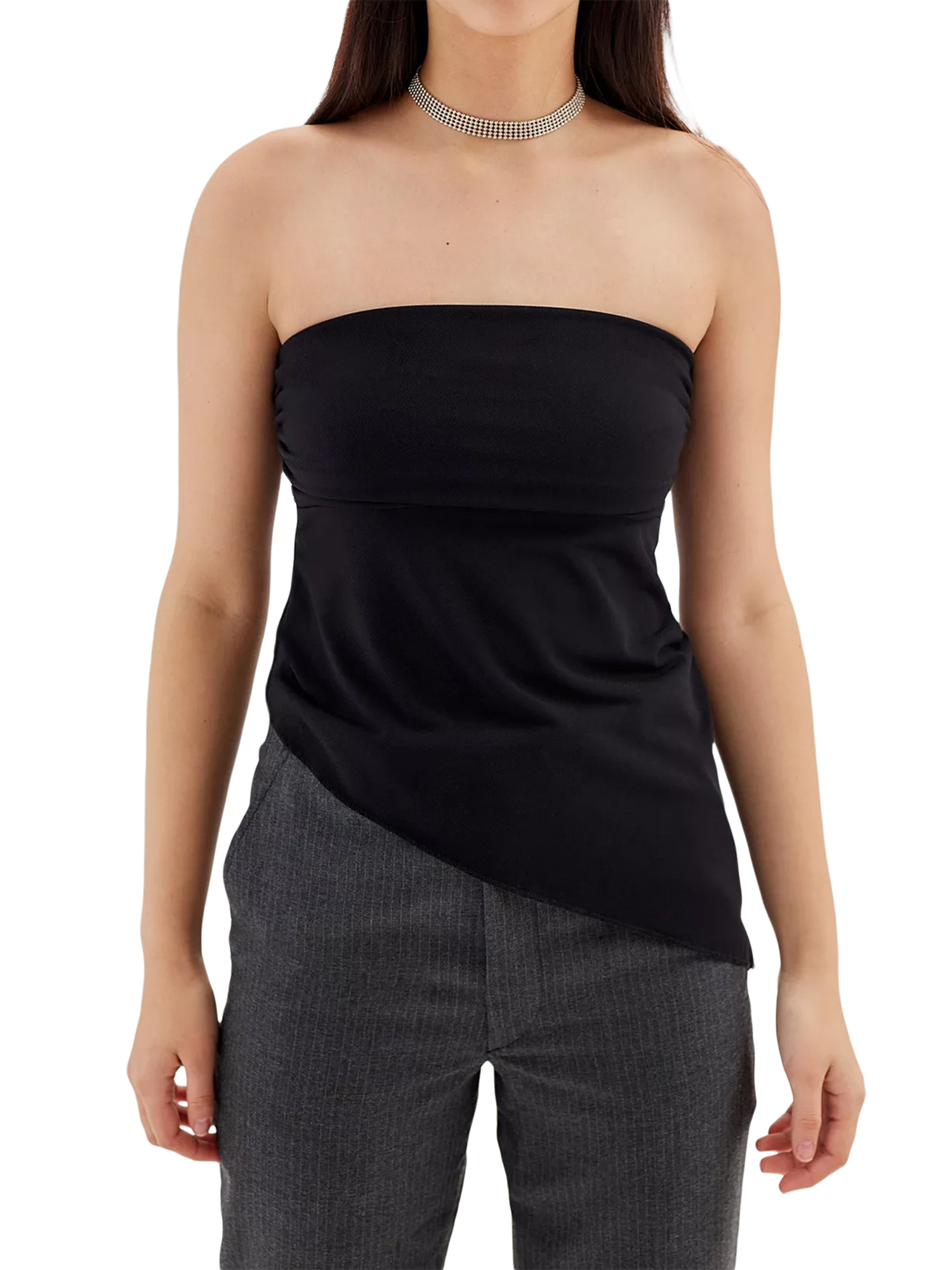 Douhoow Women Asymmetrical Tube Top Wrap Chest Tube Tops Solid Color ...