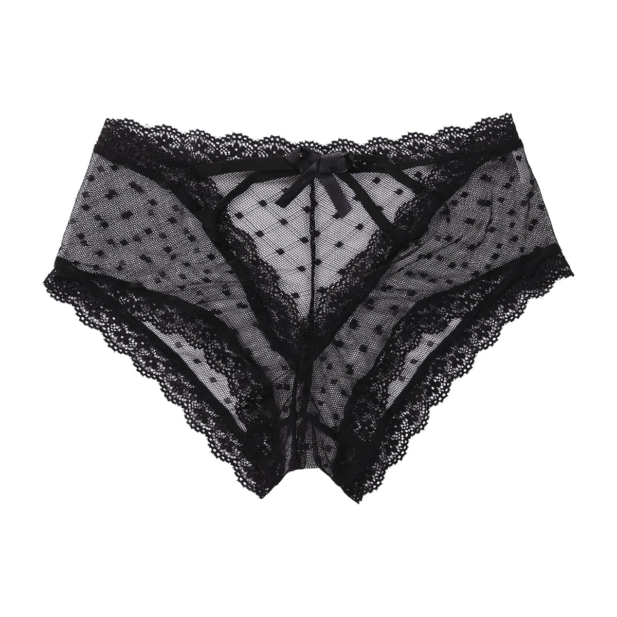 Douhoow Women Cage Back Panties Mesh Perspective Wave Shape Bow ...
