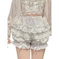Douhoow Women Lolita Bloomers Ruffle Lace Shorts Layered Bottoms Fairy ...