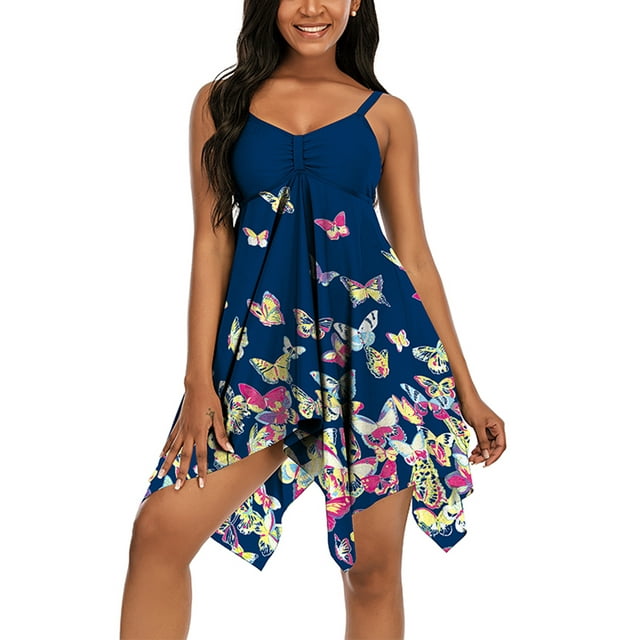 Douhoow Women Plus Size Swimwear Floral One Piece Large Swimsuits Push
