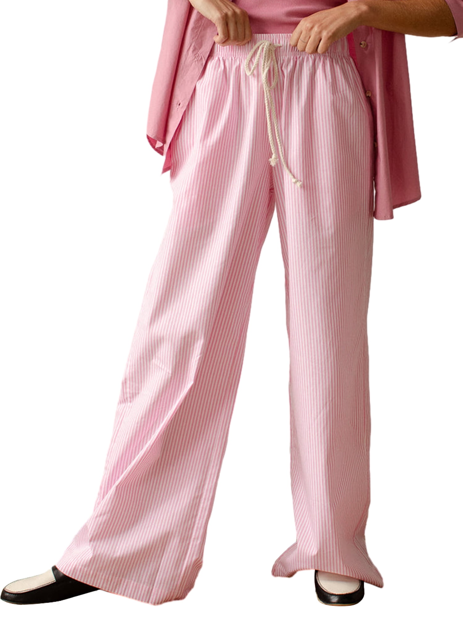 Douhoow Women Striped Pants Casual High Waist Drawstring Lounge Pants ...