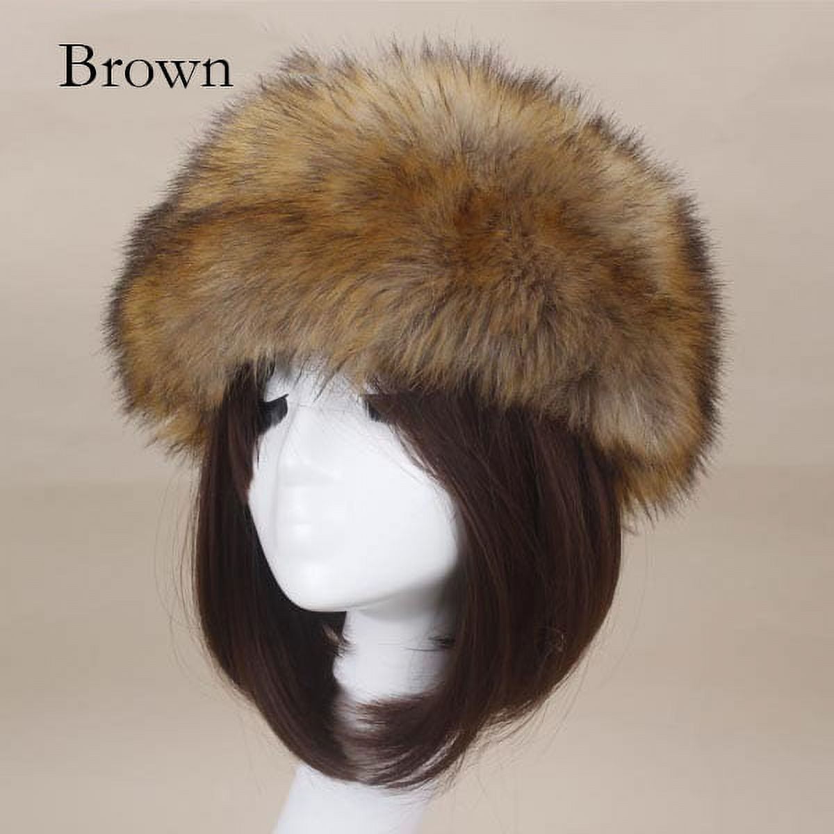 Douhoow Women Winter Thick Furry Hat Fluffy Faux Fur Cap Outdoor Ski ...