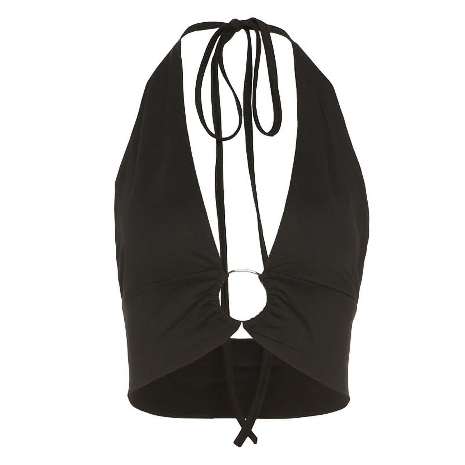 Douhoow Women's Deep V-neck Tops Halter Backless Tank Tops Summer Slim ...