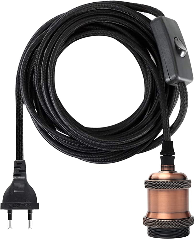 Douille E27 avec Interrupteur. Fil électrique en Tissu de Câble de 3.5 ...