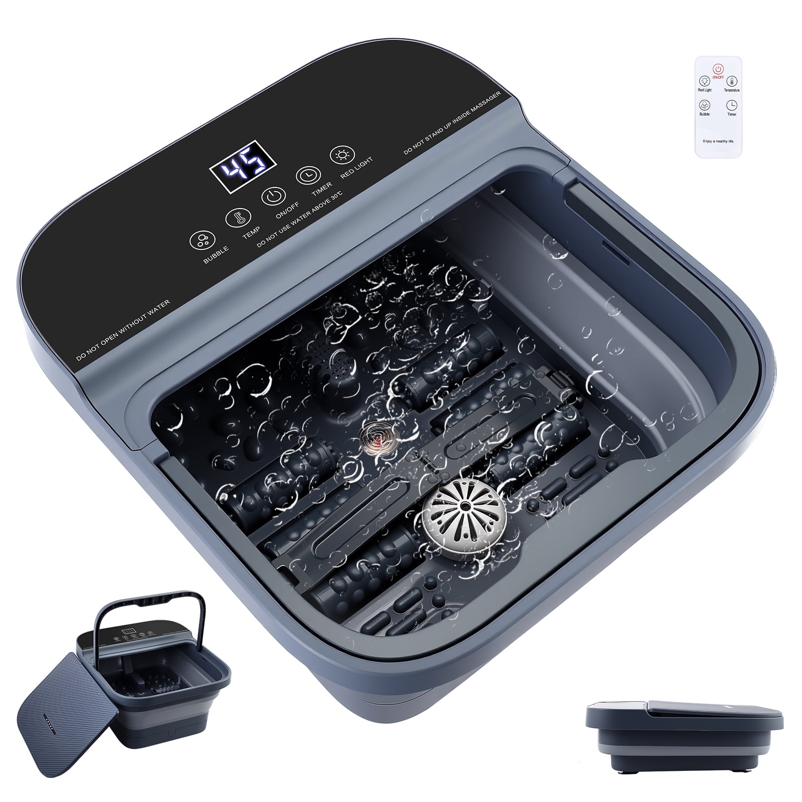 Doulami Collapsible Foot Spa Massager with Heat & Massage Rollers,Temp ...