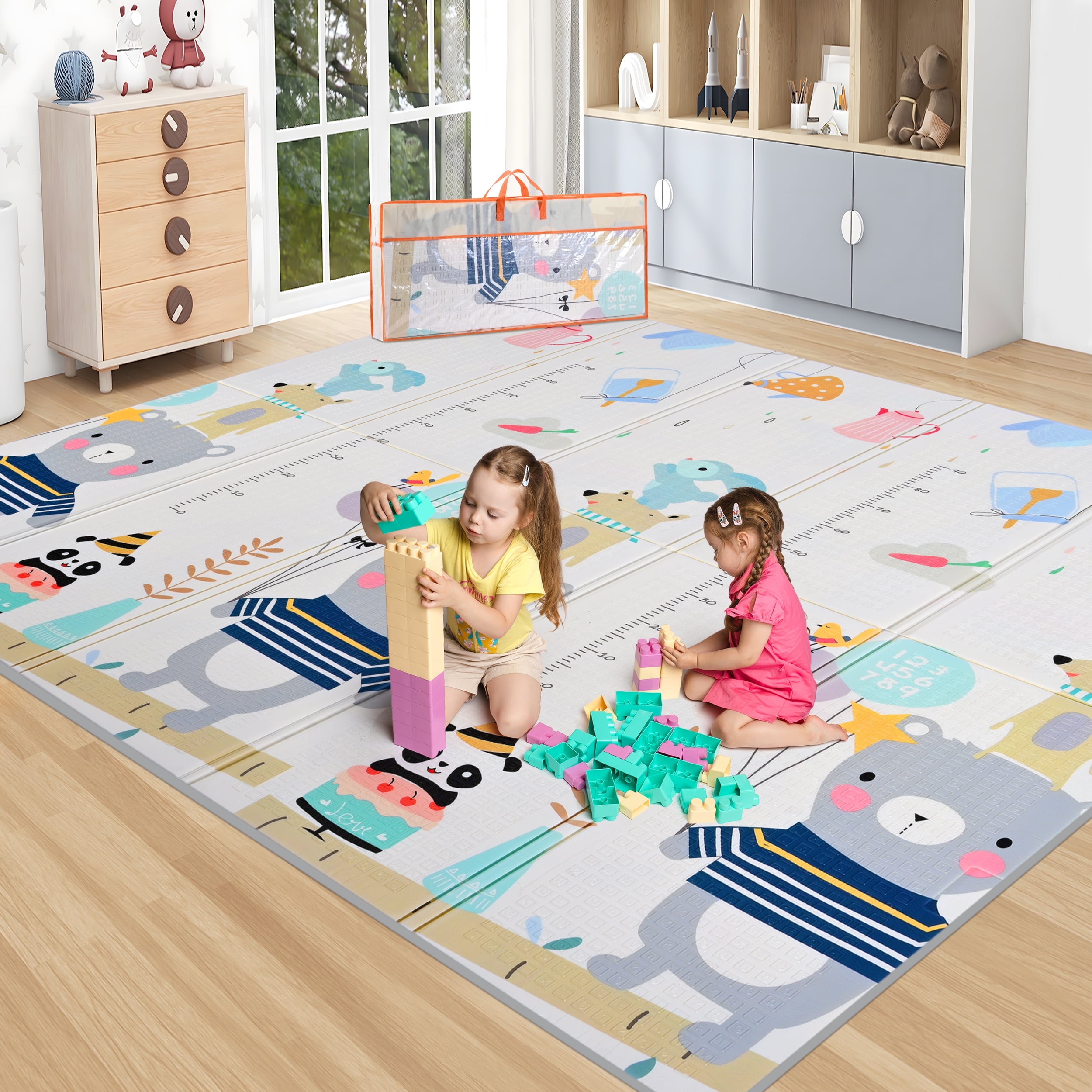 Doulami Foldable Baby Play Mat 79 x71 inch Extra Large Reversible Baby ...