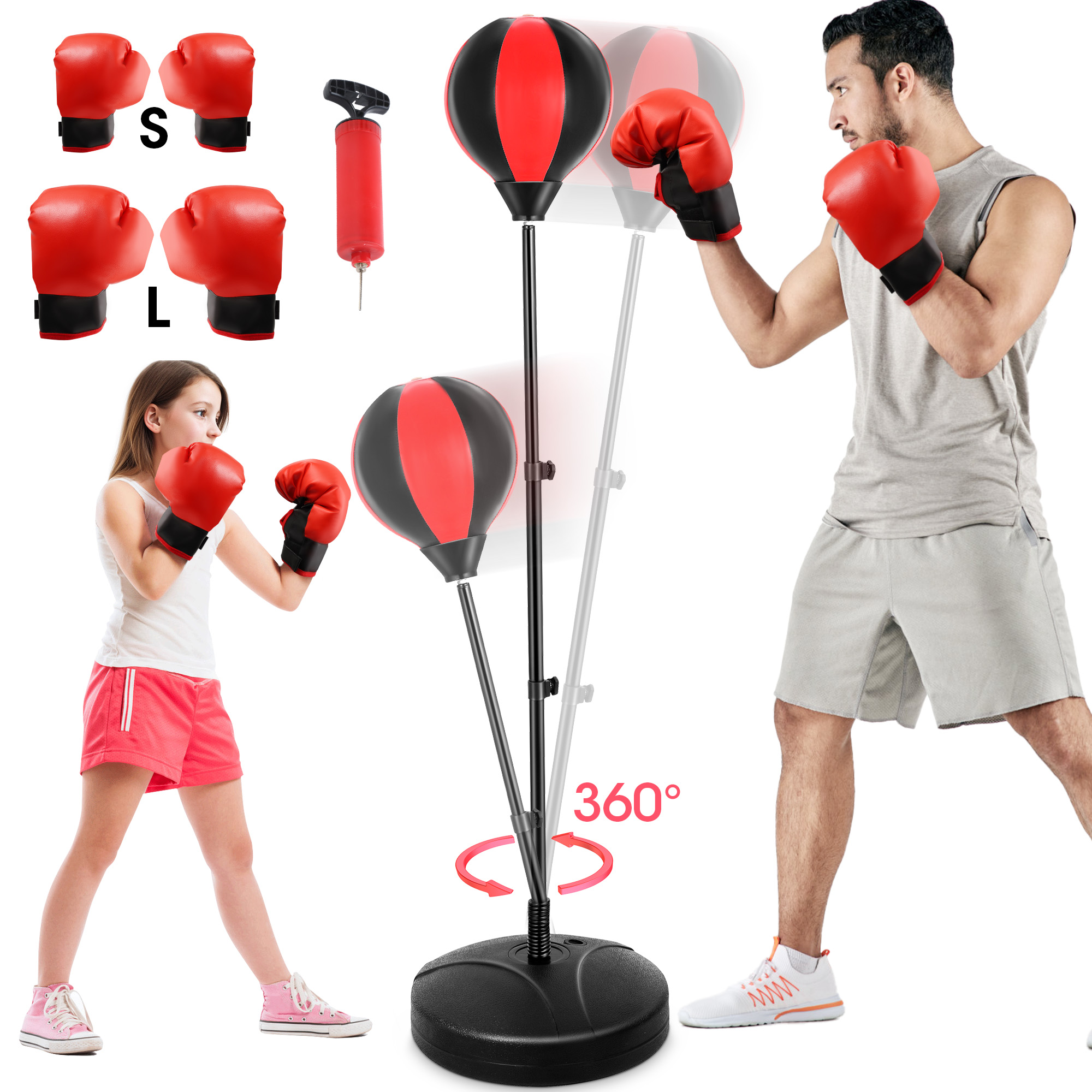 Costway Kids Punching Bag w/Adjustable Stand Boxing Gloves Boxing Set ...