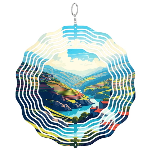 Douro Valley Portugal Wind Spinner, 3D Kinetic Garden Decor Hanging ...
