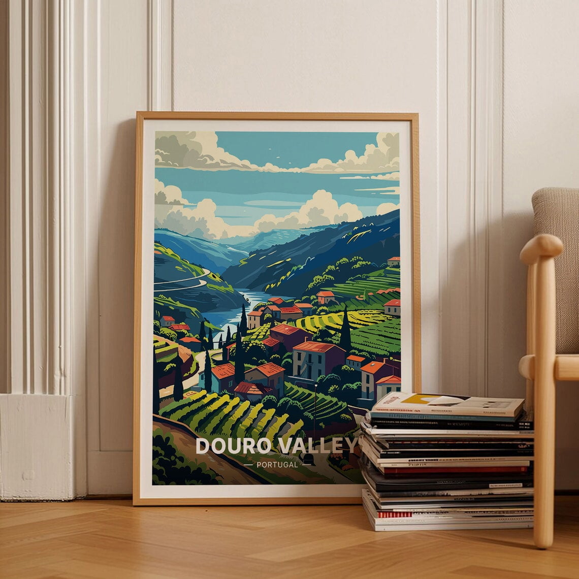 Douro Valley Travel Poster, Portugal Scenic Landscape Art, Home ...