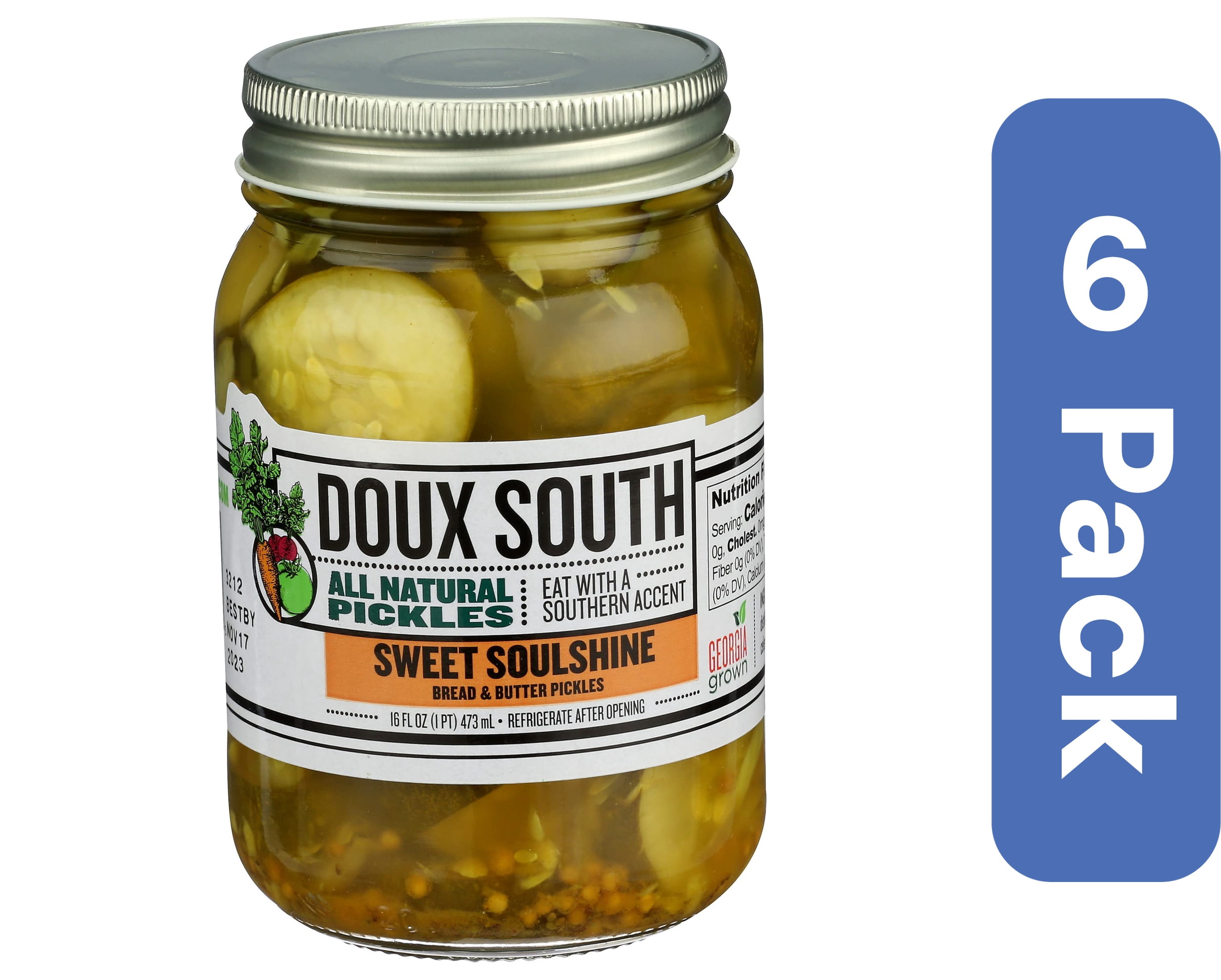 Doux South Sweet Soulshine Pickle 16 oz (Pack of 6) - Walmart.com