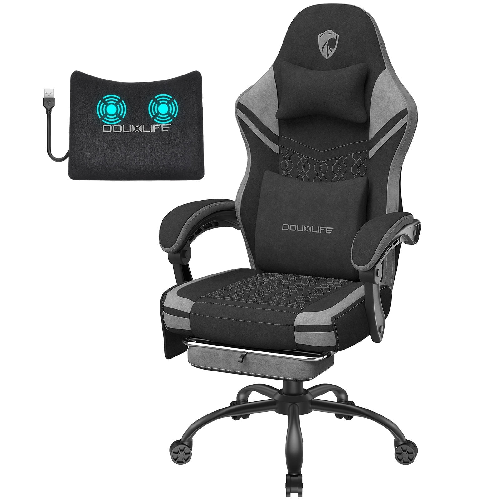 Douxlife Massage Gaming Chair, Spring Cushion, Breathable Fabric ...