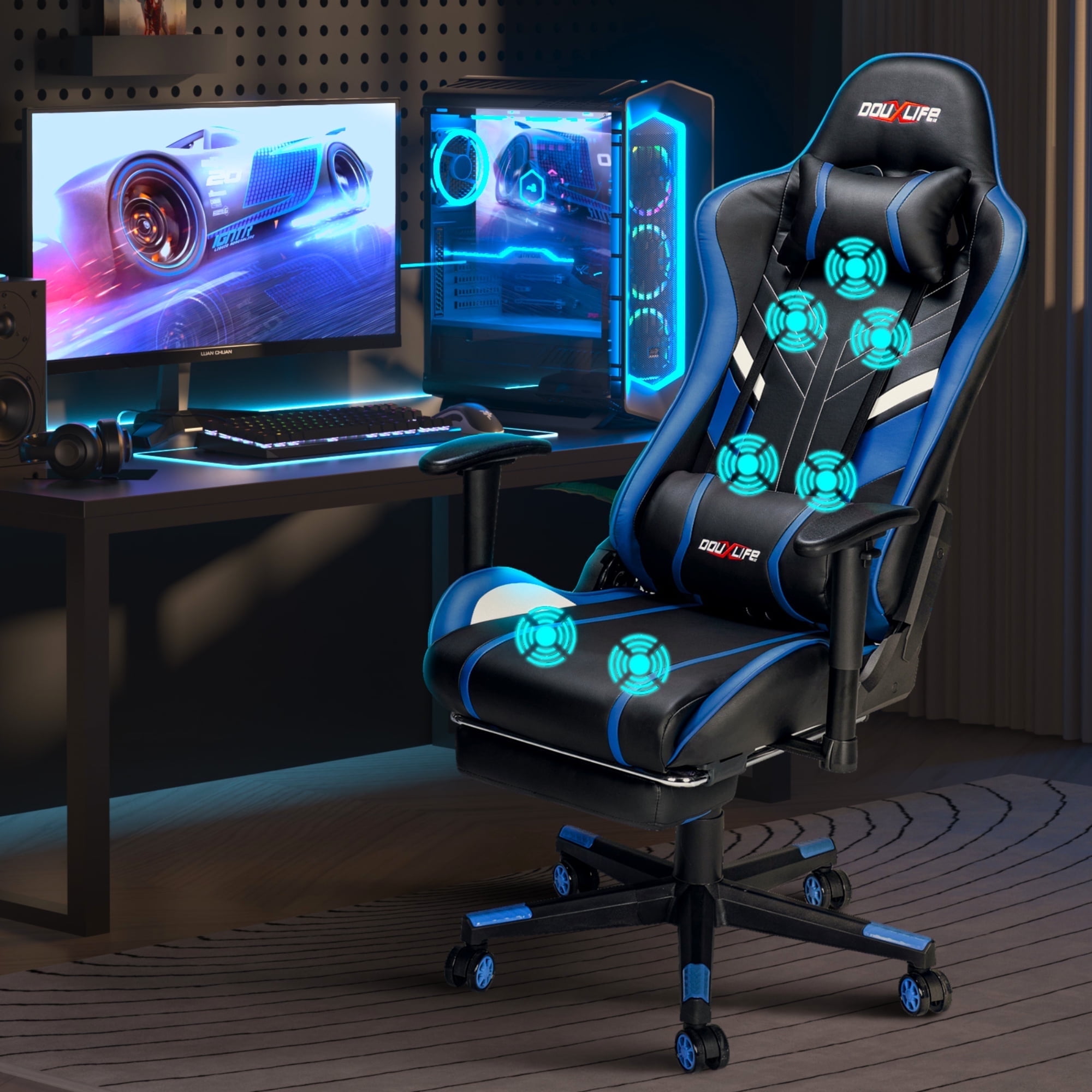 Douxlife Full Body Massage Gaming Chair, Ergonomic Reclining 175Â ...