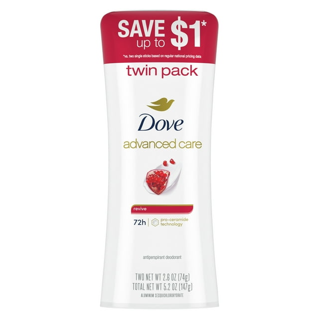 Dove Advanced Care Antiperspirant Deodorant Stick Revive, 2.6 oz Twin Pack - Walmart.com