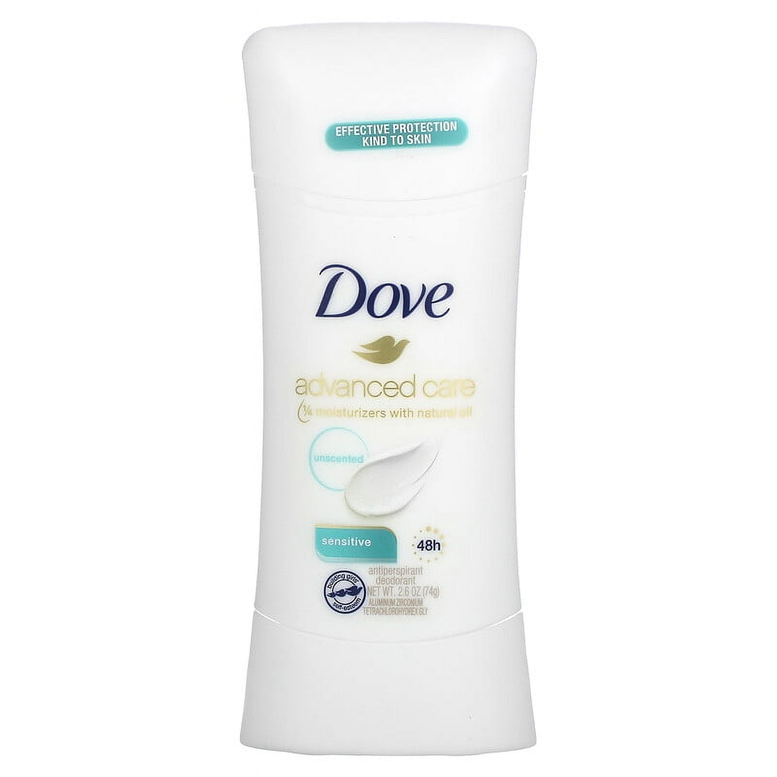 Dove Advanced Care Unscented Antiperspirant Deodorant, 2.6 oz Pack of 2 ...