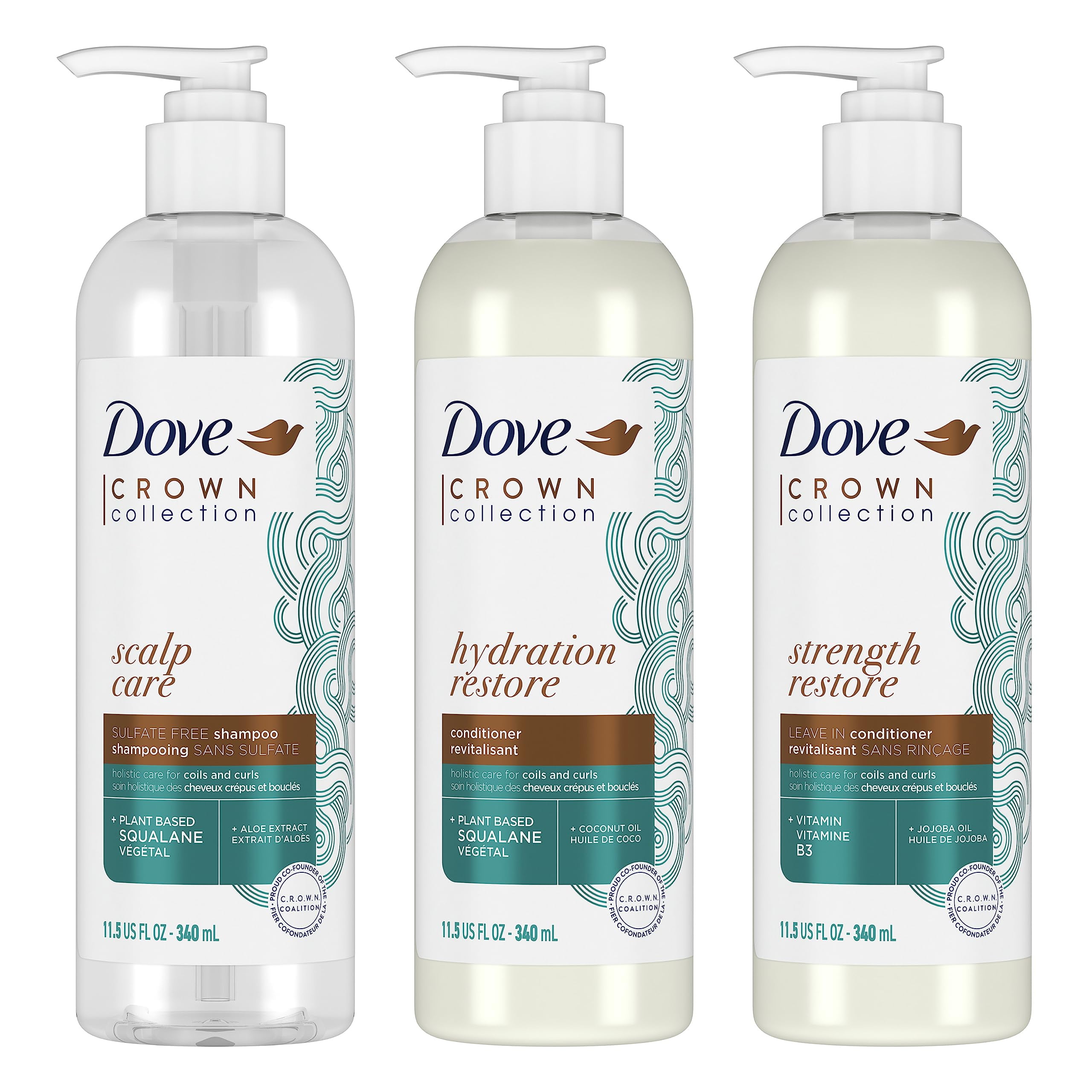 Dove Amplified Textures Shampoo, Conditioner, Leave-In Conditioner with ...