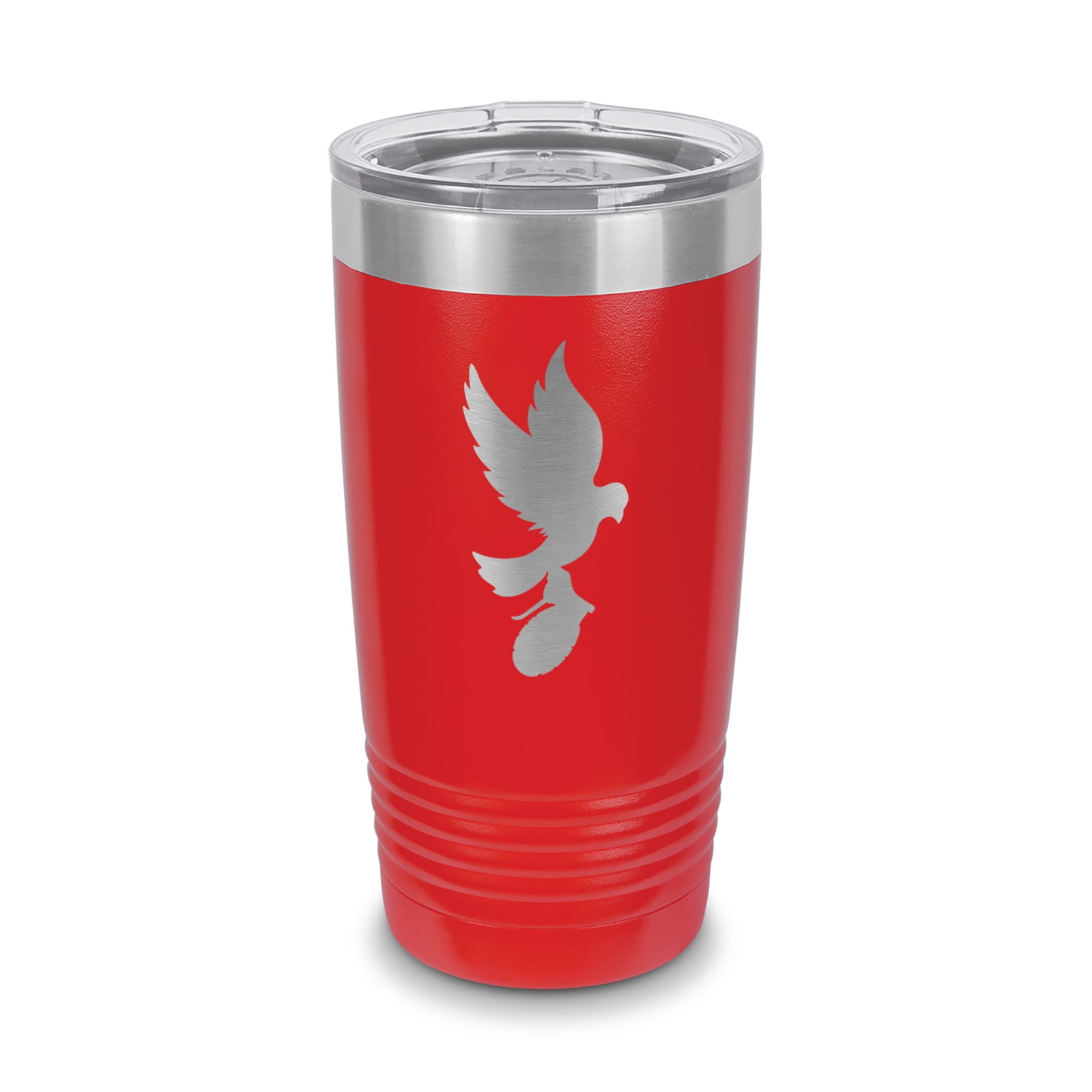 Dove And Grenade Tumbler 20 oz - Laser Engraved w/ Clear Lid ...