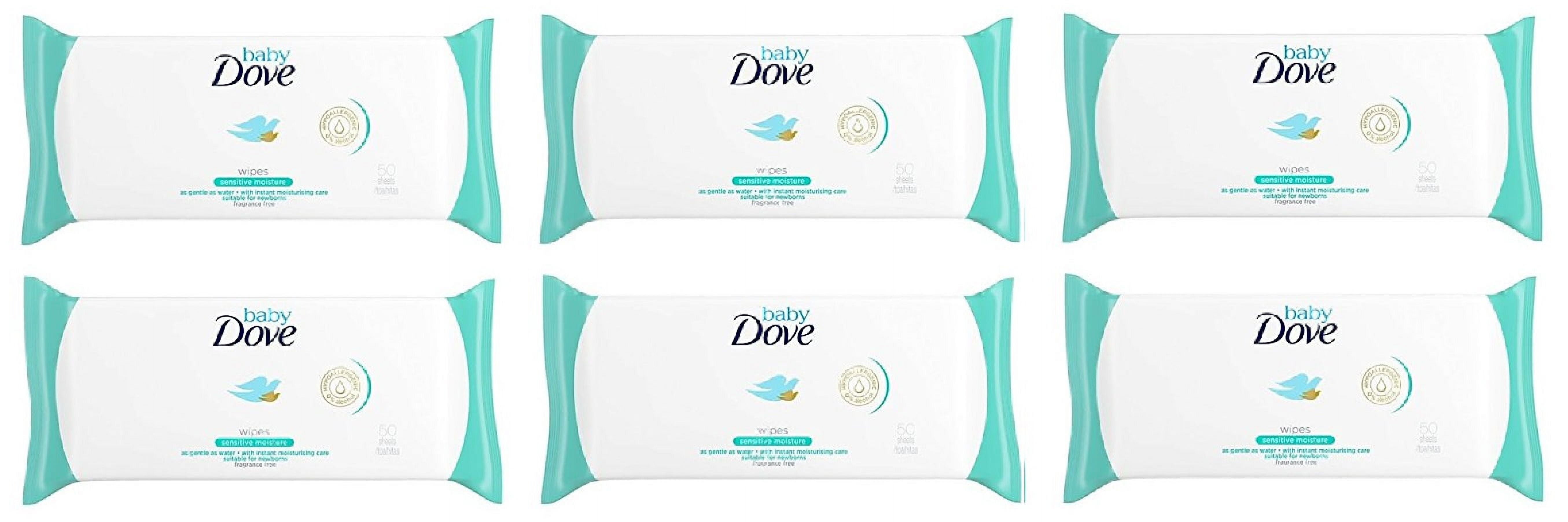 Dove Fragrance-Free Baby Wipes, Sensitive Moisture, 50 Ct - 6 Pack with ...