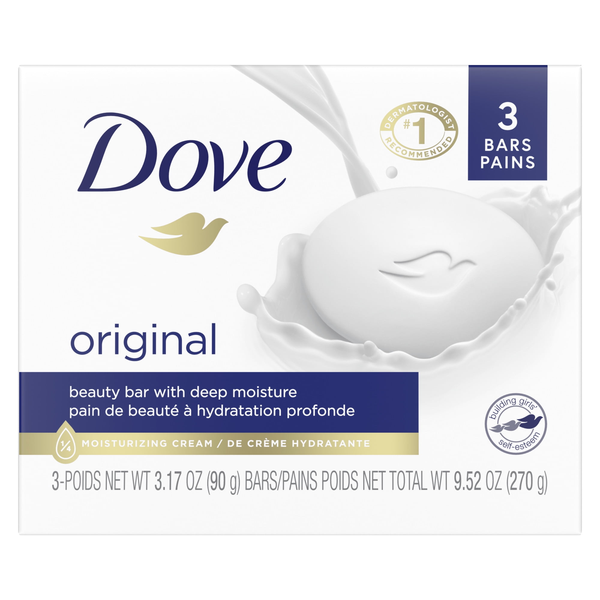 Dove Original Beauty Bar, Gentle Skin Cleanser for Body and Sensitive ...