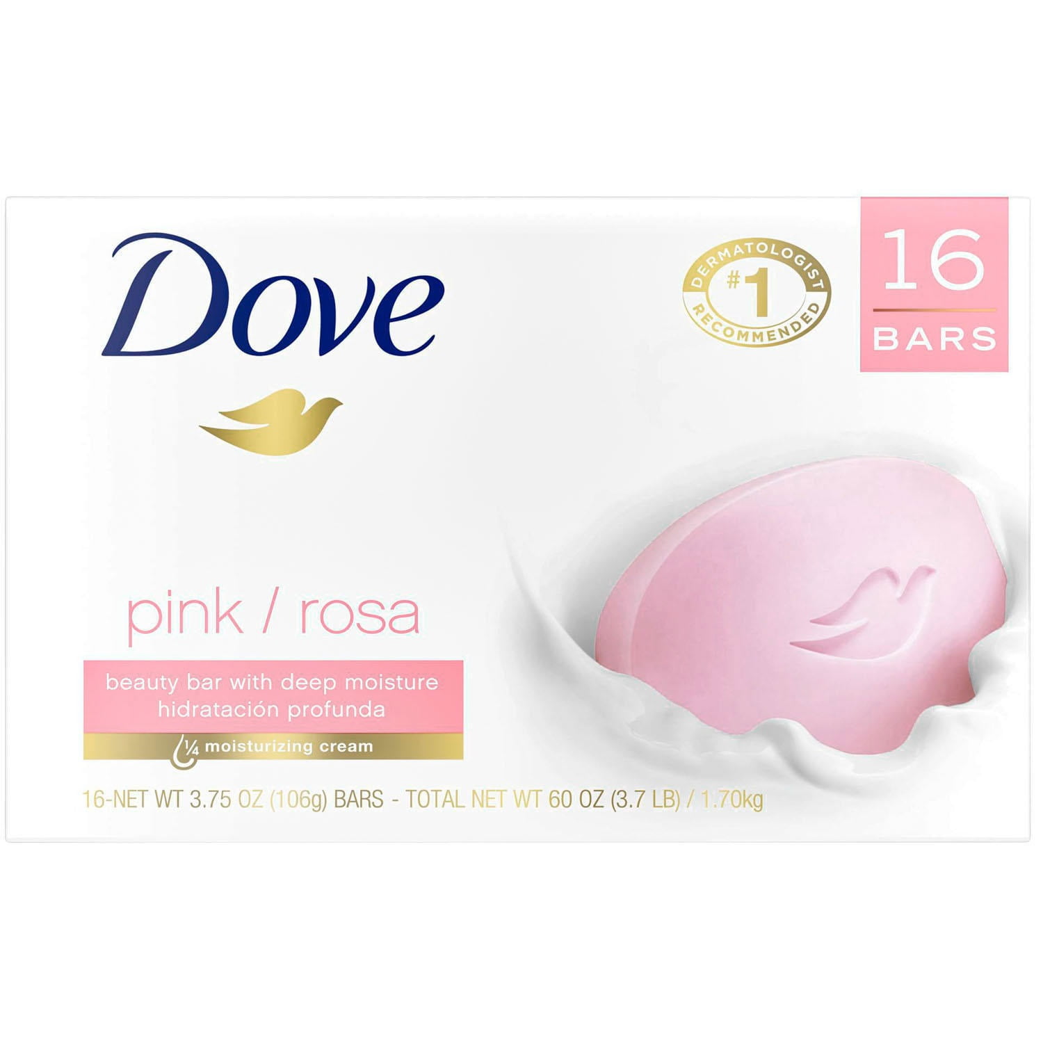 Dove Beauty Bar Soap, Pink, 3.75 Ounce (Pack of 16) - Walmart.com