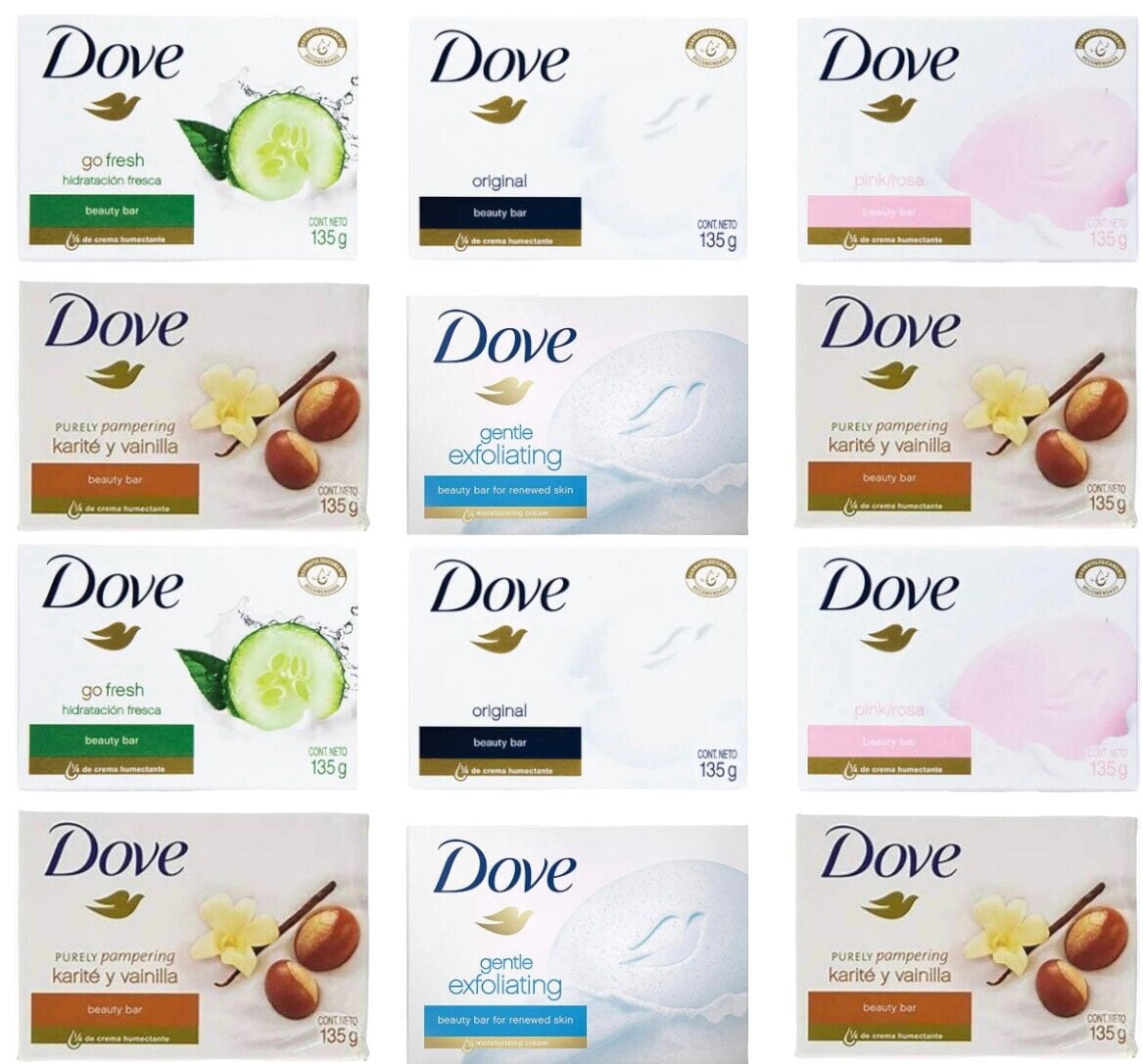 Dove Beauty Soap Bars, Assorted Scents, 4.75 Oz, 12 Pack, Moisturizing ...