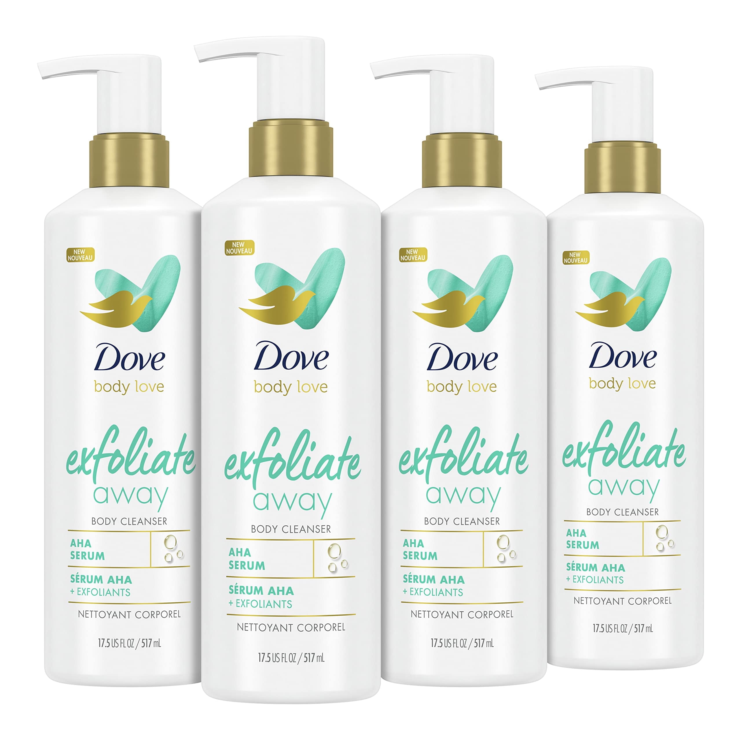 Dove Body Love Body CM31 Cleanser Exfoliate Away 4 Count For Rough Skin ...