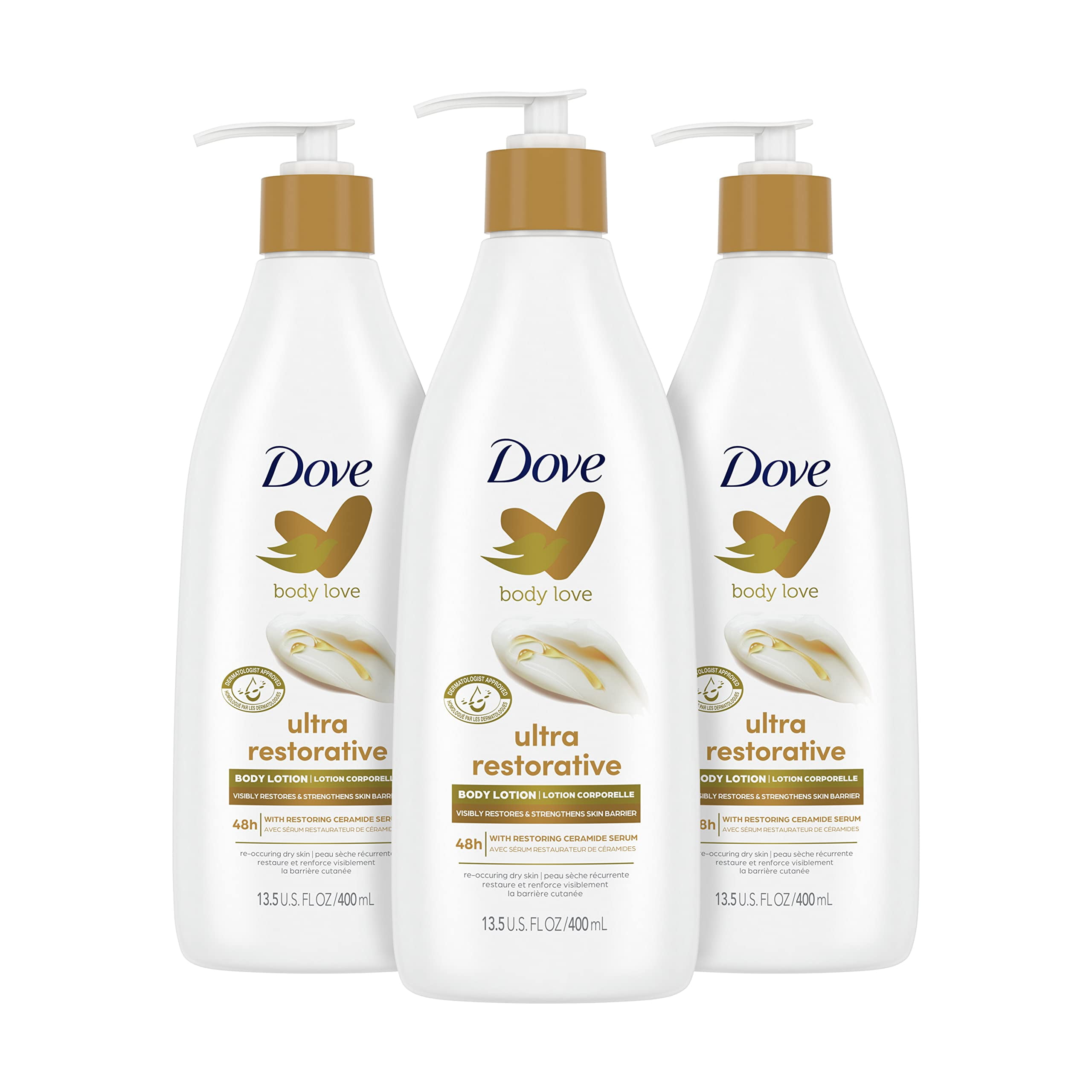 Dove Body Love Body Lotion Restoring Care Pack of 3 for Reoccuring Dry ...