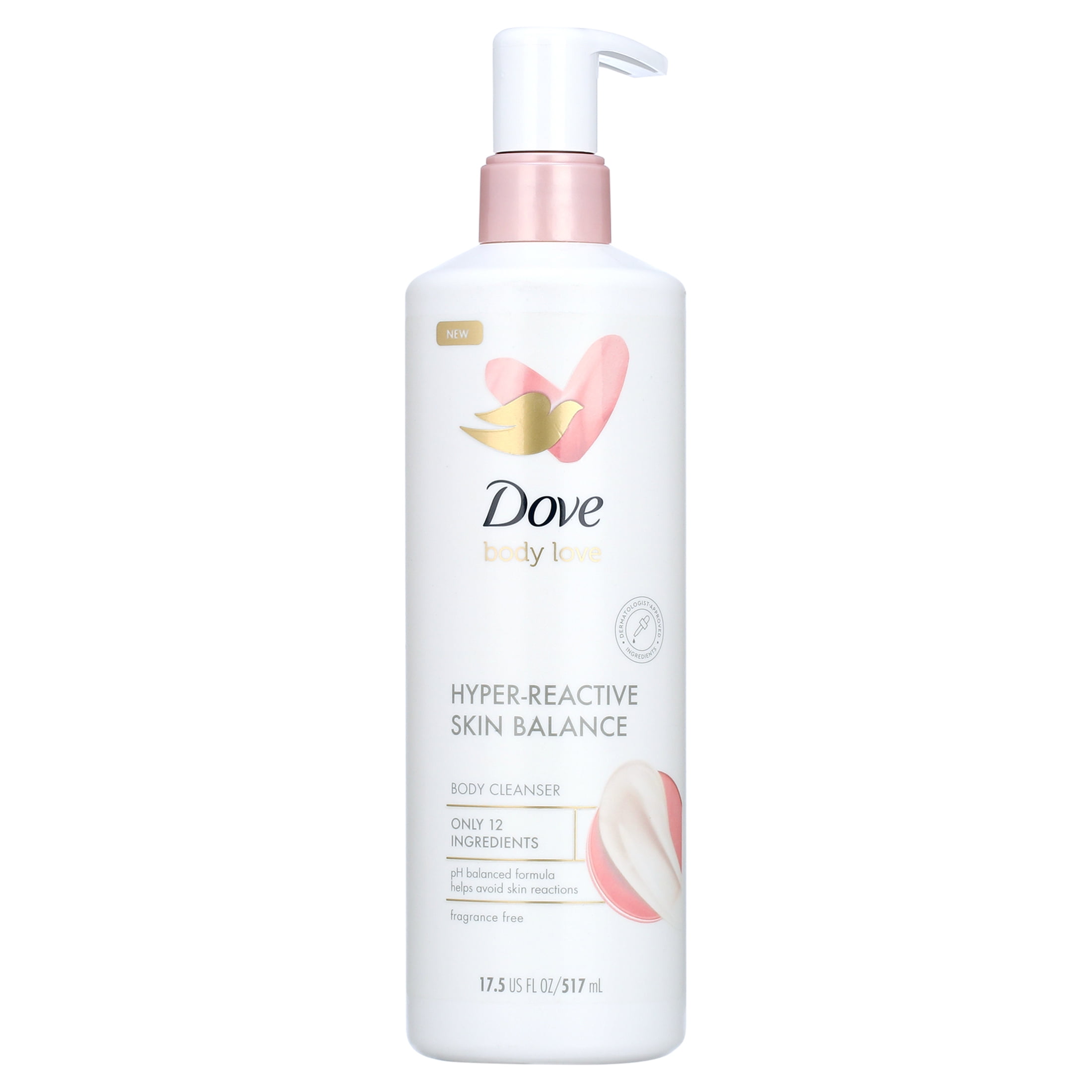 Dove Body Love Hyper Reactive Skin Balance Daily Use Womens Body Wash Sensitive Gel Liquid