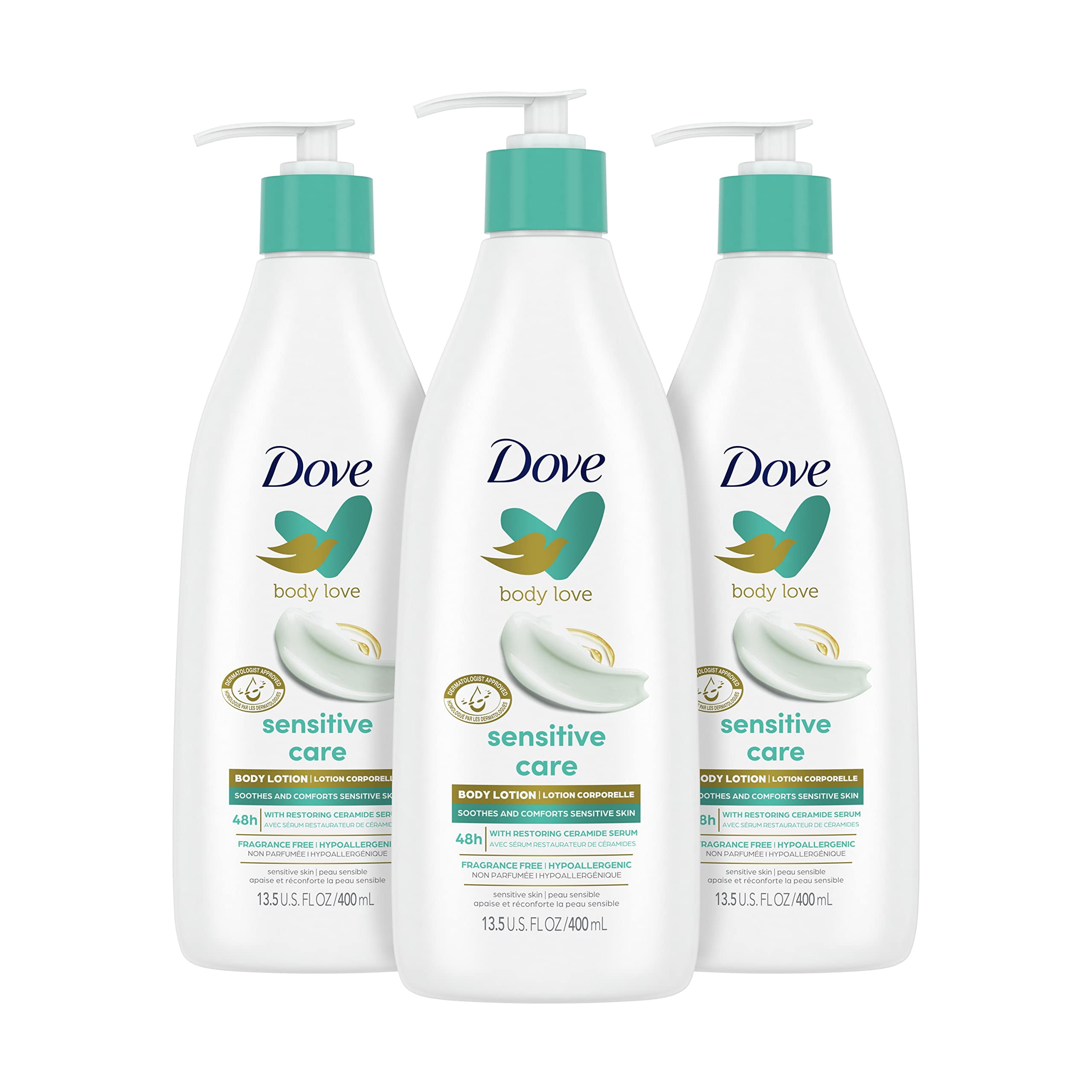 Dove Body Love Sensitive Care Body Lotion Pack of 3 Soothes and ...