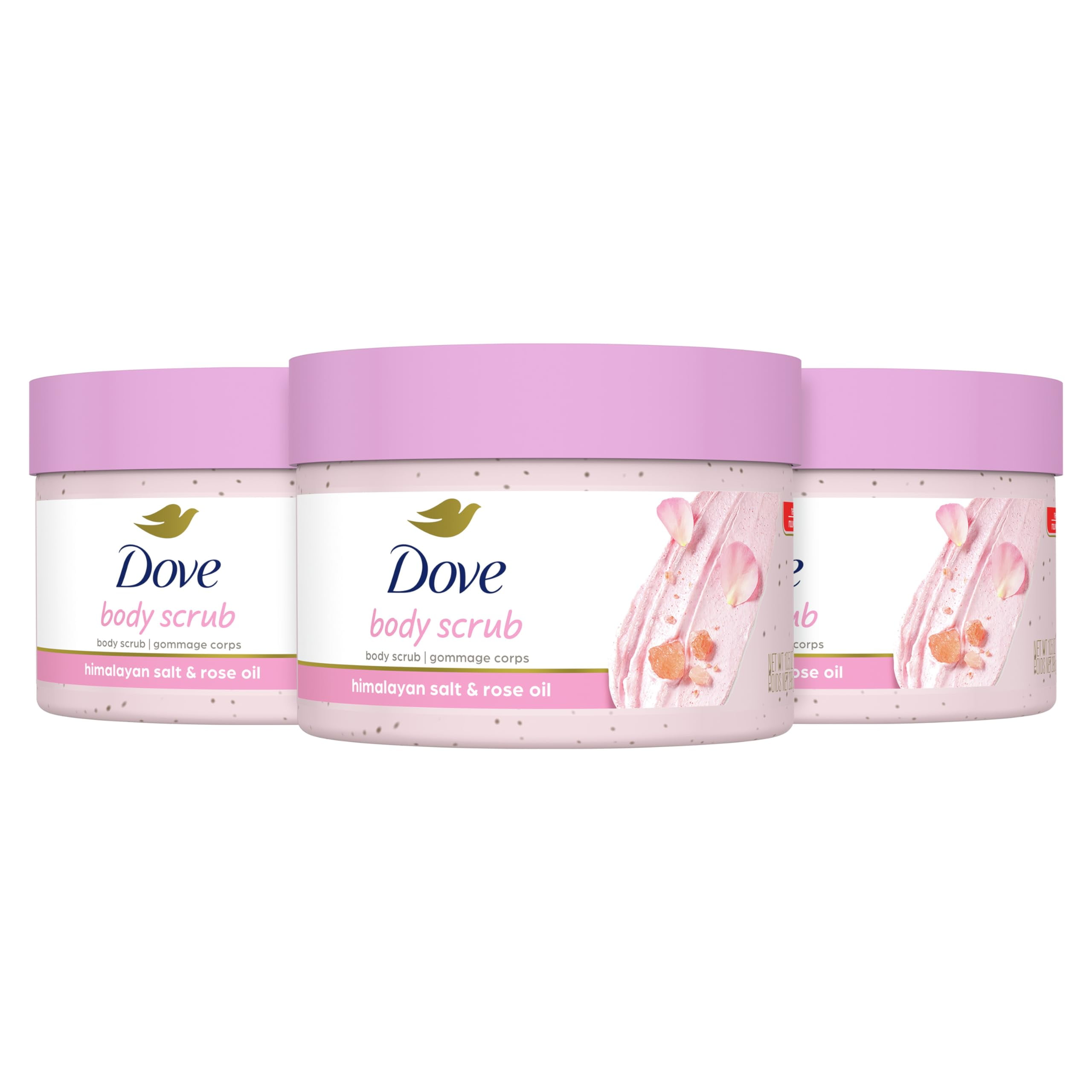 Dove Body Scrub Himalayan SAF21 Salt & Rose Oil 3 Count for Visibly ...