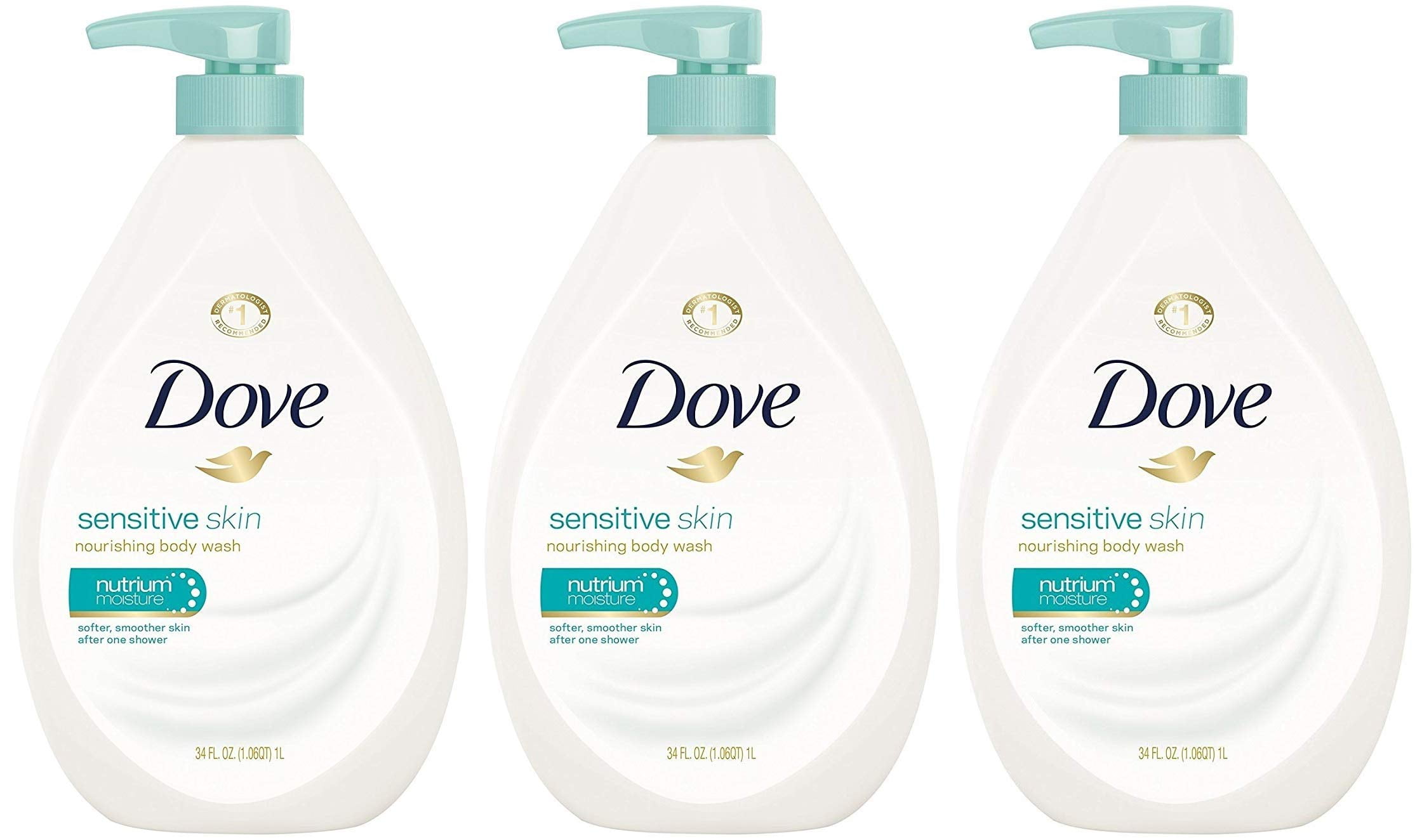 Dove Body Wash, Sensitive Skin Pump, 34 Ounce (Pack of 3) - Walmart.com