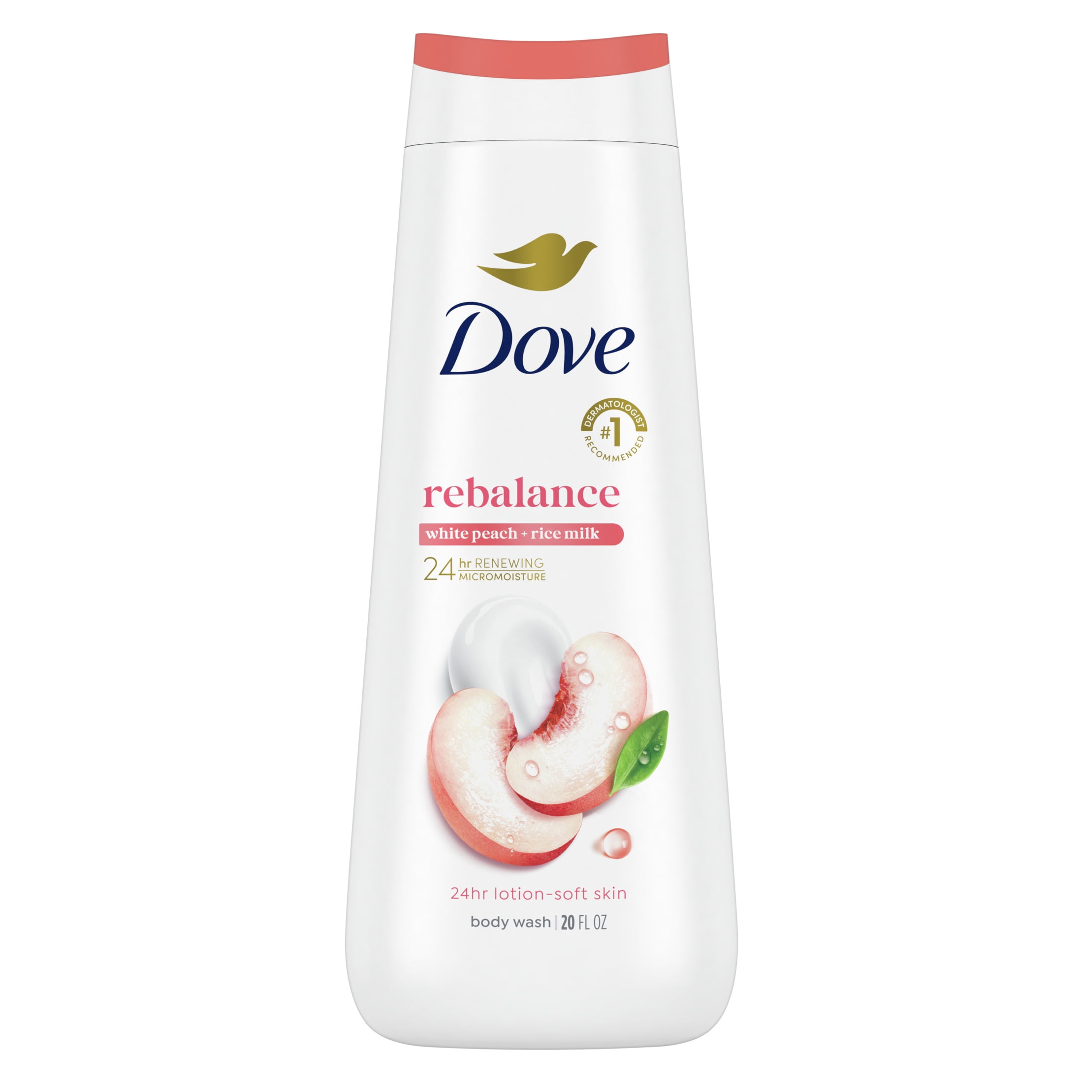 Dove Moisturizing Women's Body Wash with White Peach Rice Milk 20 oz ...