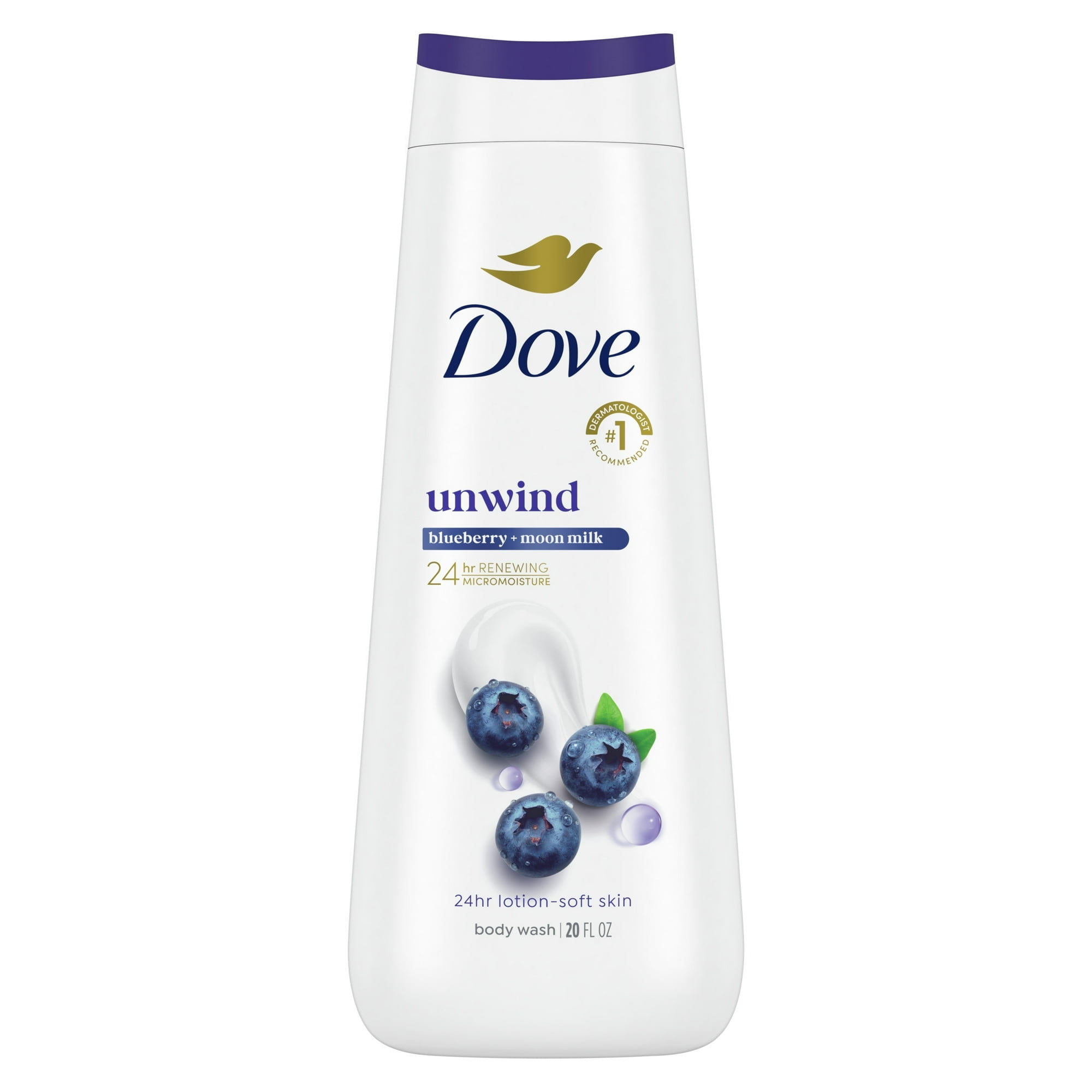 Dove Body Wash for Women Moisturizing Unwind Blueberry & Moon Milk All ...