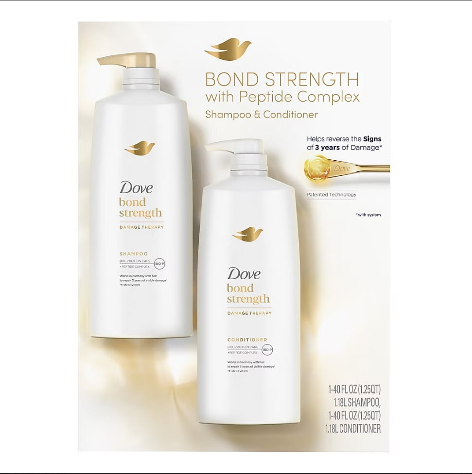 Dove Bond Strength Shampoo & Conditioner with Peptide Complex for ...