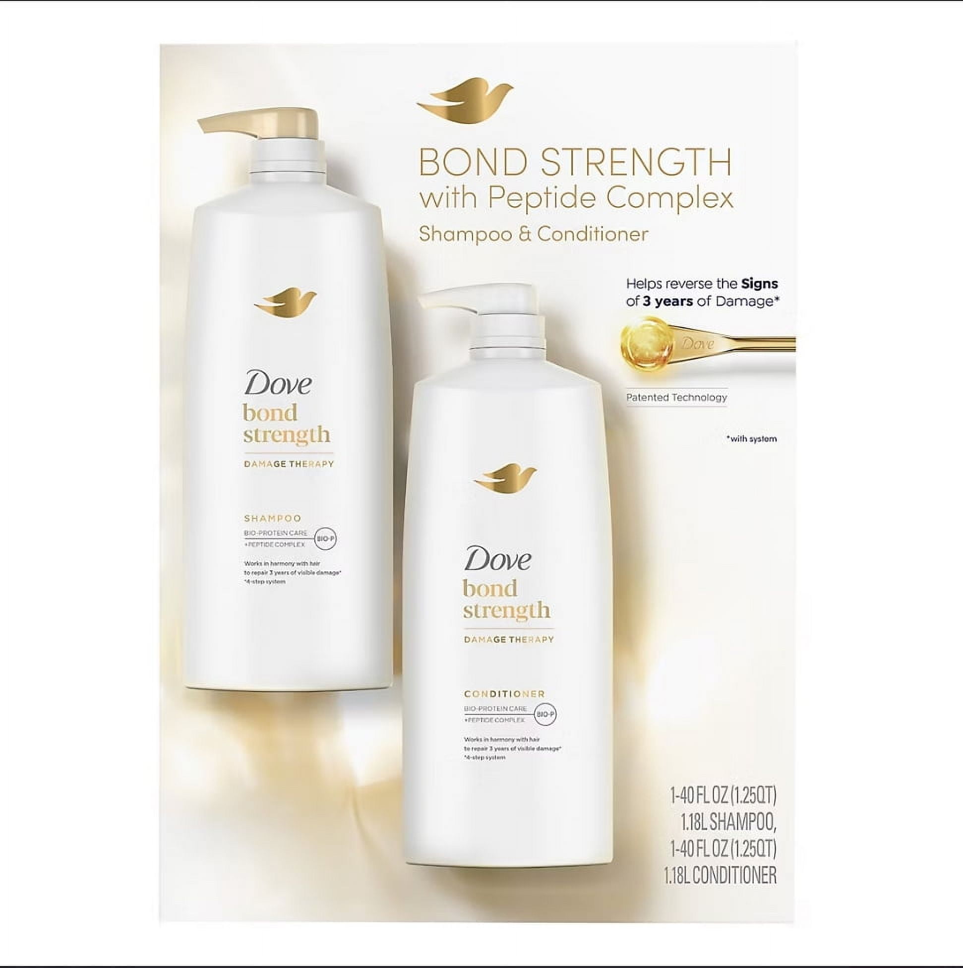 Dove Bond Strength Shampoo and Conditioner, Peptide Complex, Damaged ...